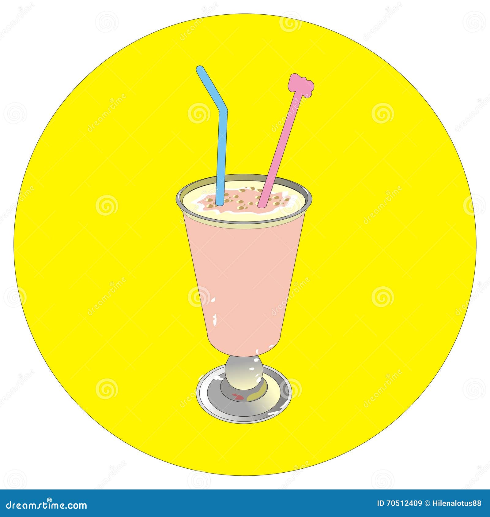 A Milkshake With A Strawberry And Ice Cream Cone. Cartoon Vector ...