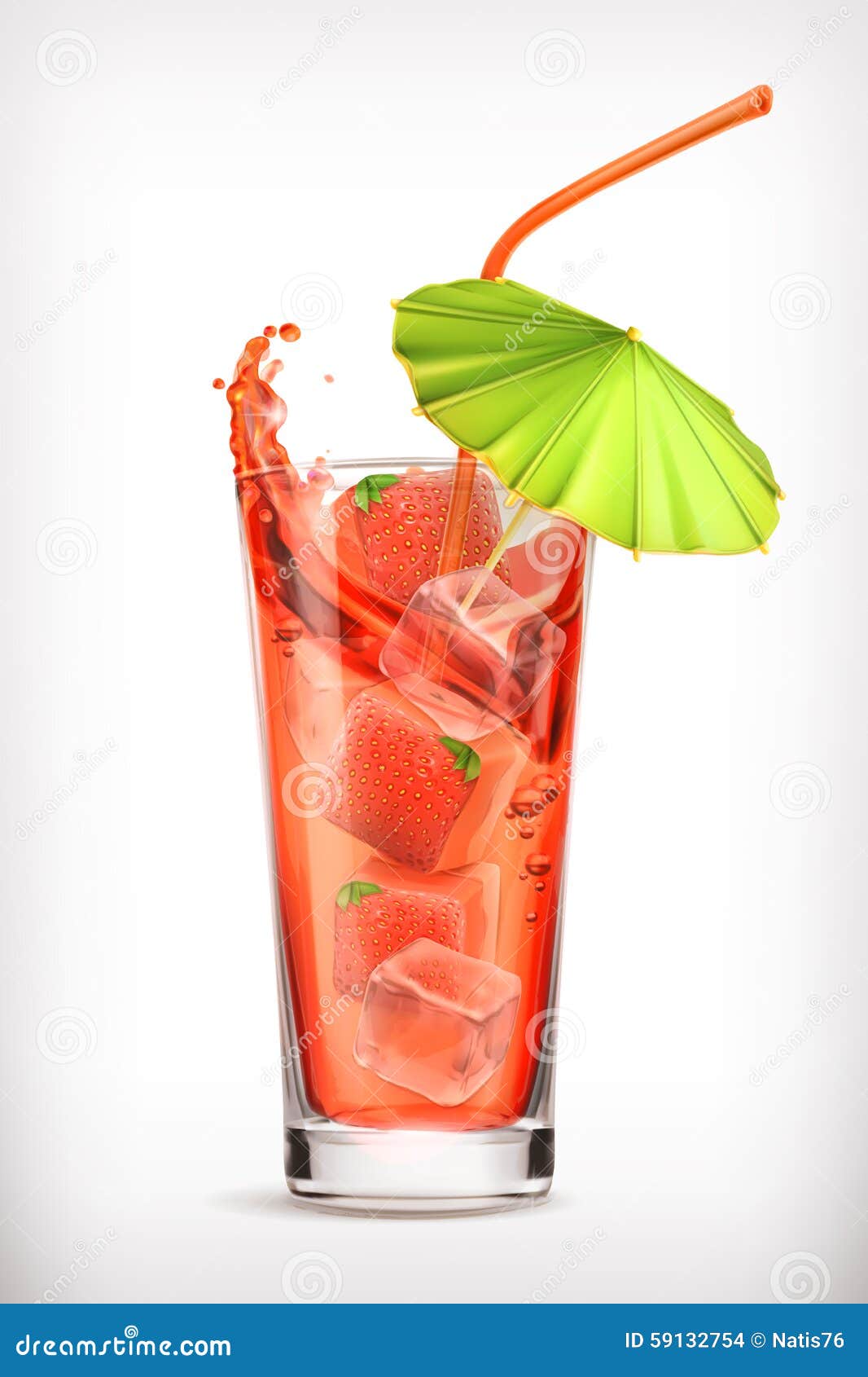 Strawberry cocktail icon stock vector. Illustration of refreshing ...