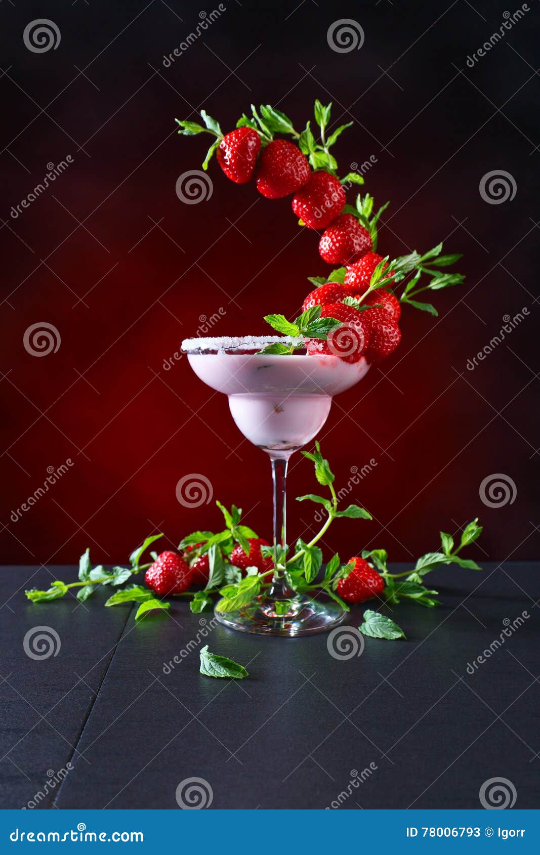 Strawberry Cocktail with Peppermint Leaves Stock Image - Image of ...