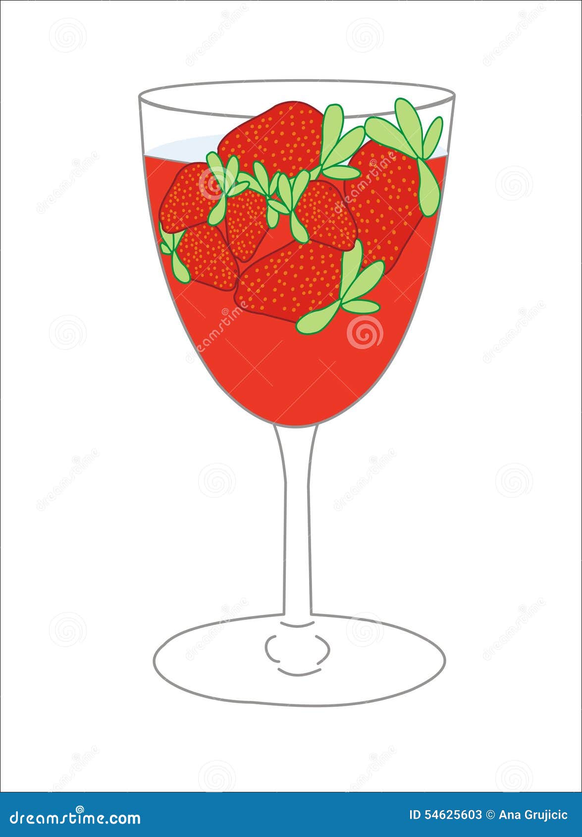 Strawberry cocktail stock illustration. Illustration of lemon - 54625603