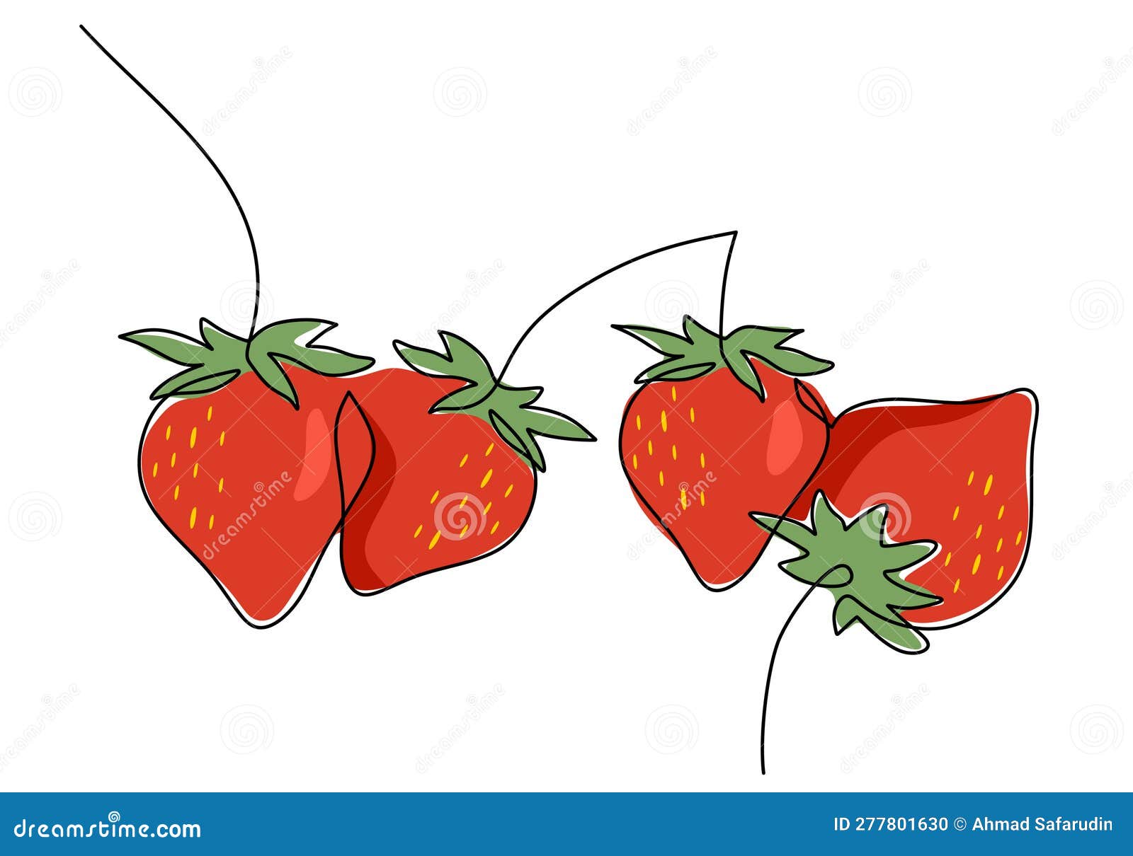 Strawberry Continuous One Line Drawing, Fruit Vector Illustration Stock ...