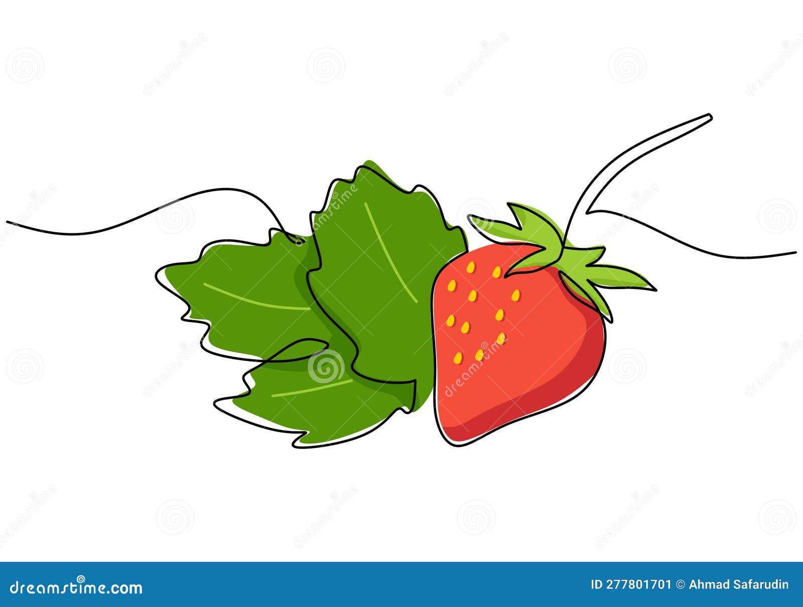 Strawberry Continuous One Line Drawing, Fruit Vector Illustration Stock ...