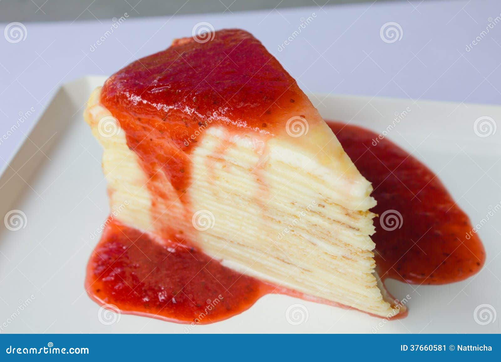 Strawberry crape cake stock image. Image of snack, tasty - 37660581