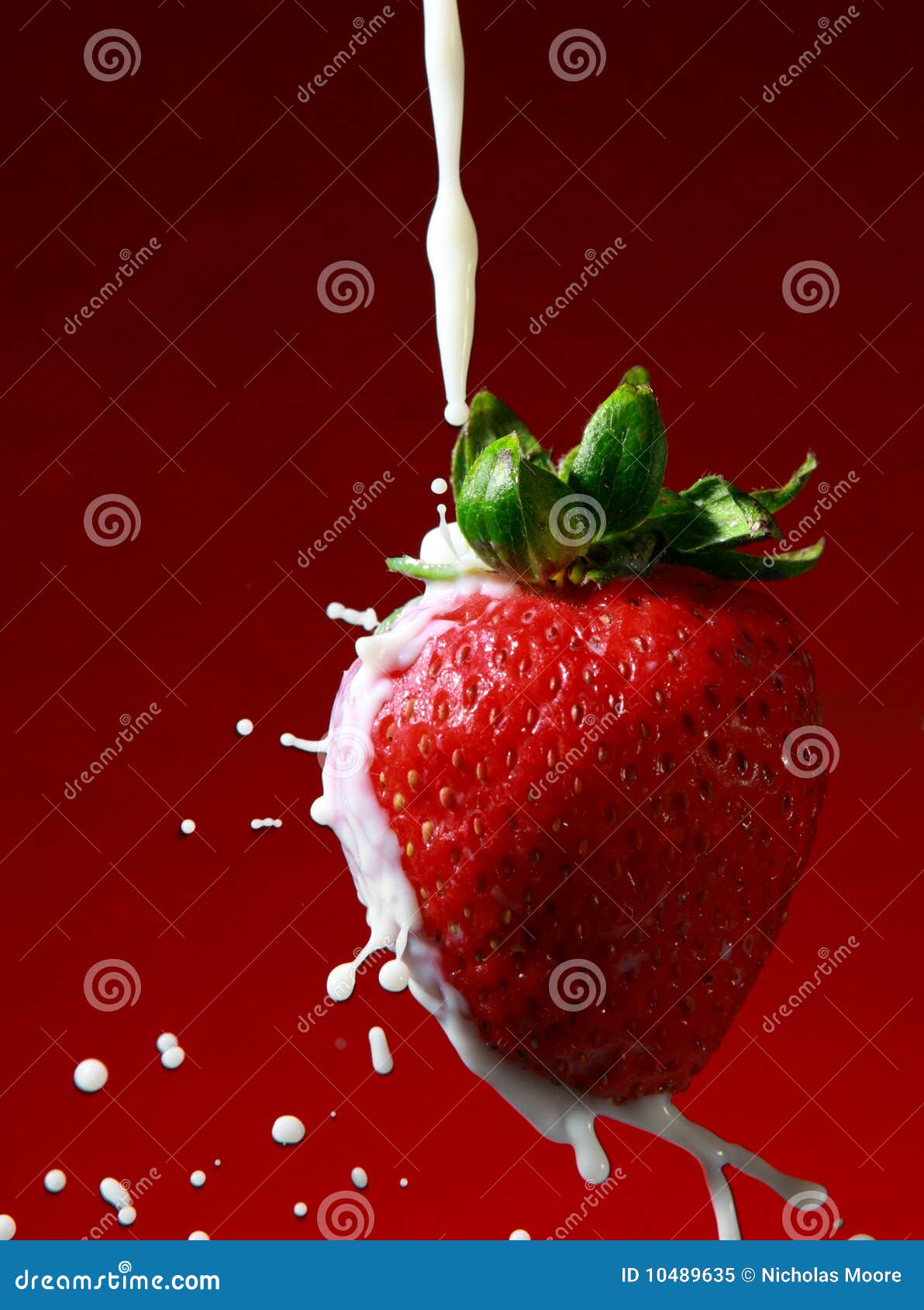 Strawberry with cream stock image. Image of milk, healthy - 10489635