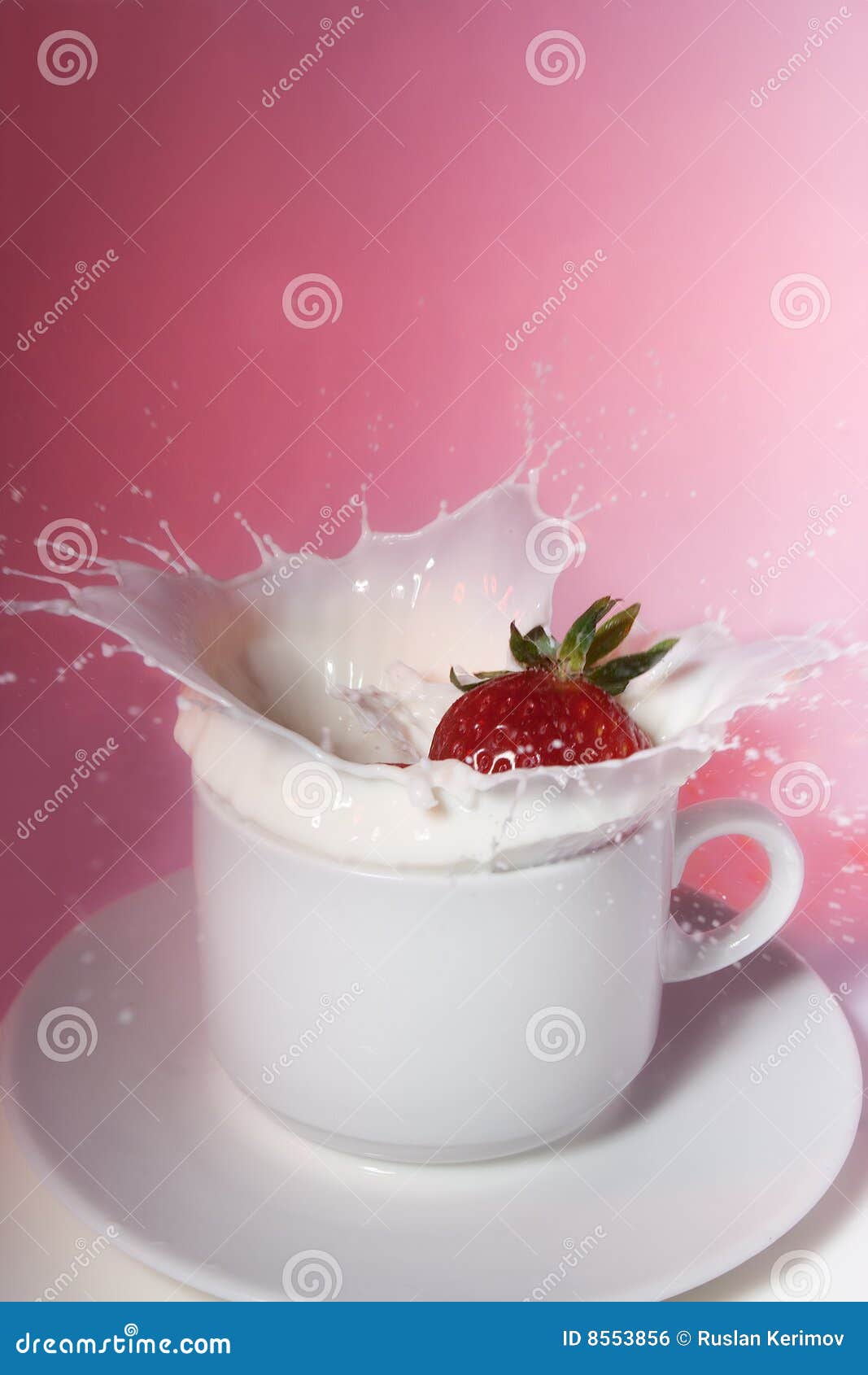 Strawberry in cream stock photo. Image of green, color - 8553856