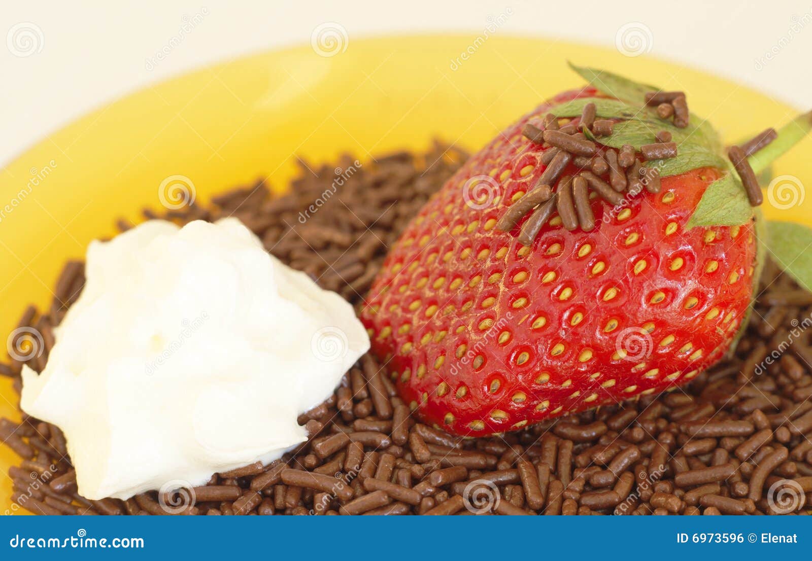 Strawberry with Cream and Chocolate Stock Photo - Image of treat, macro ...