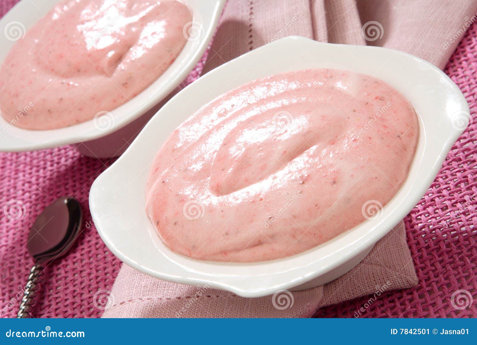 Strawberry Ice Cream With Whipped Cream Syrup Stock Photo ...