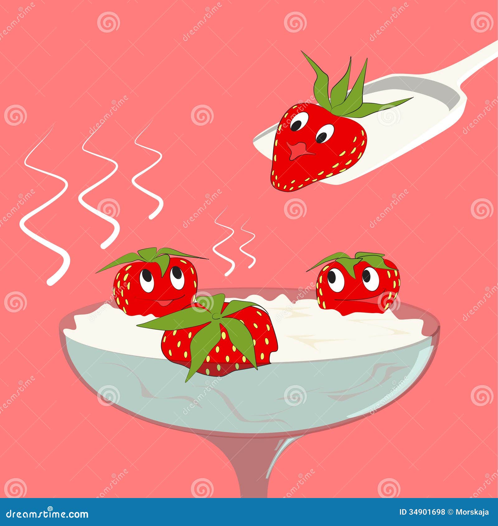 Strawberry with cream stock vector. Illustration of yummy - 34901698