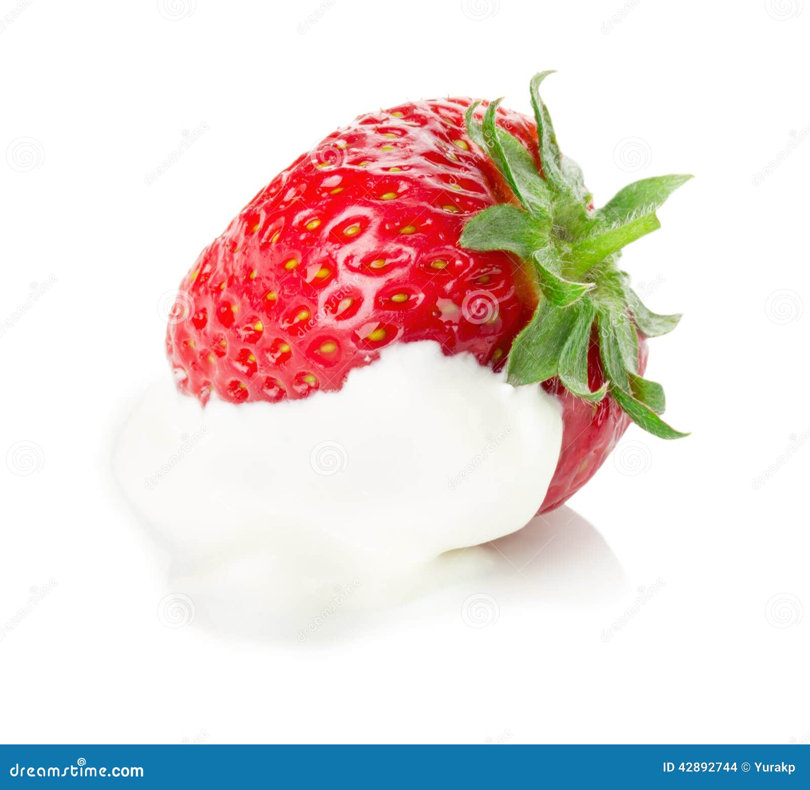 Strawberry with Cream Isolated on the White Background Stock Photo ...