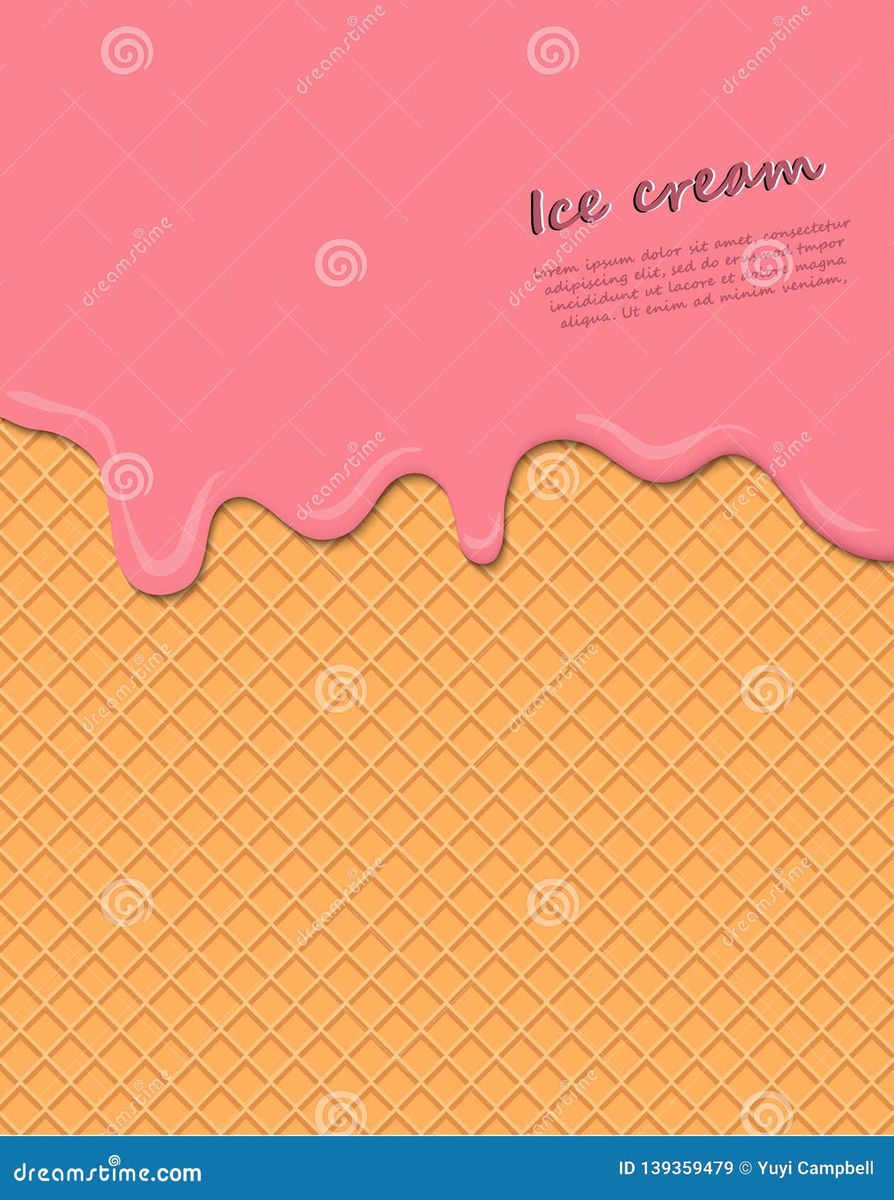 Strawberry Cream Melted On Wafer Background Stock Vector Illustration