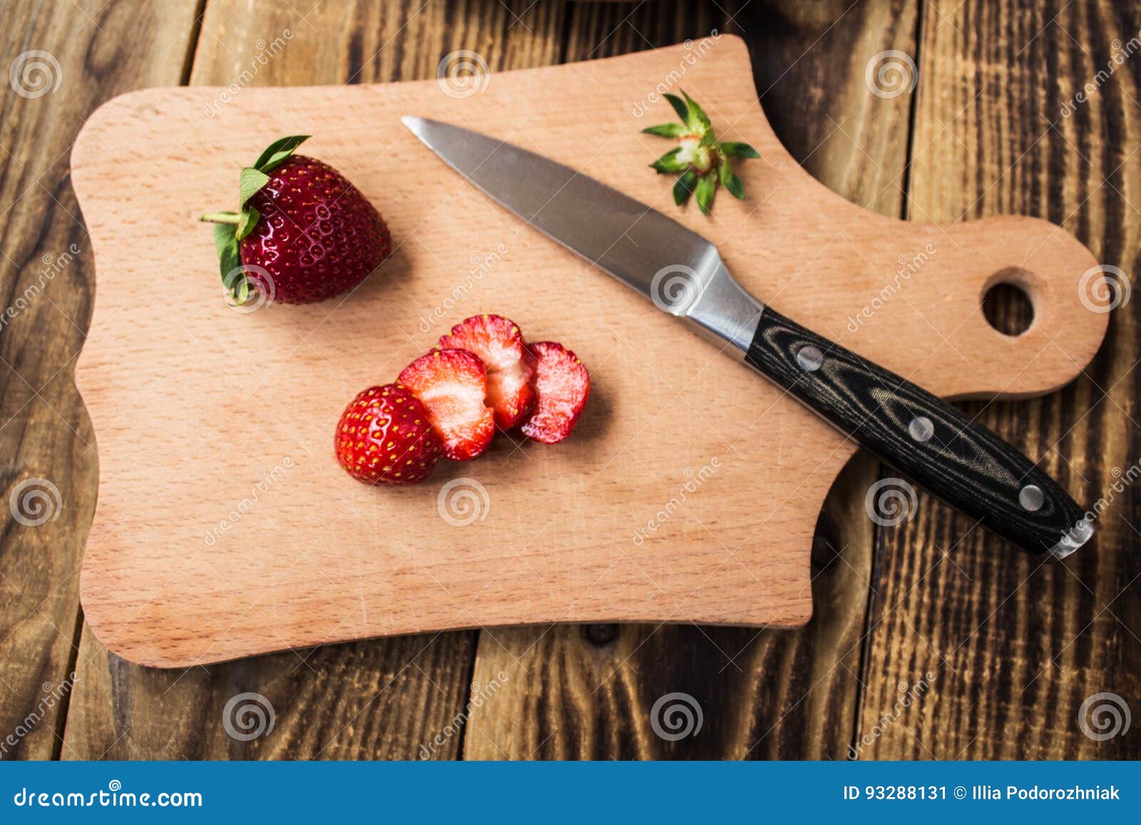 Strawberry on Cutting Board and Knife Stock Image - Image of chef, food ...