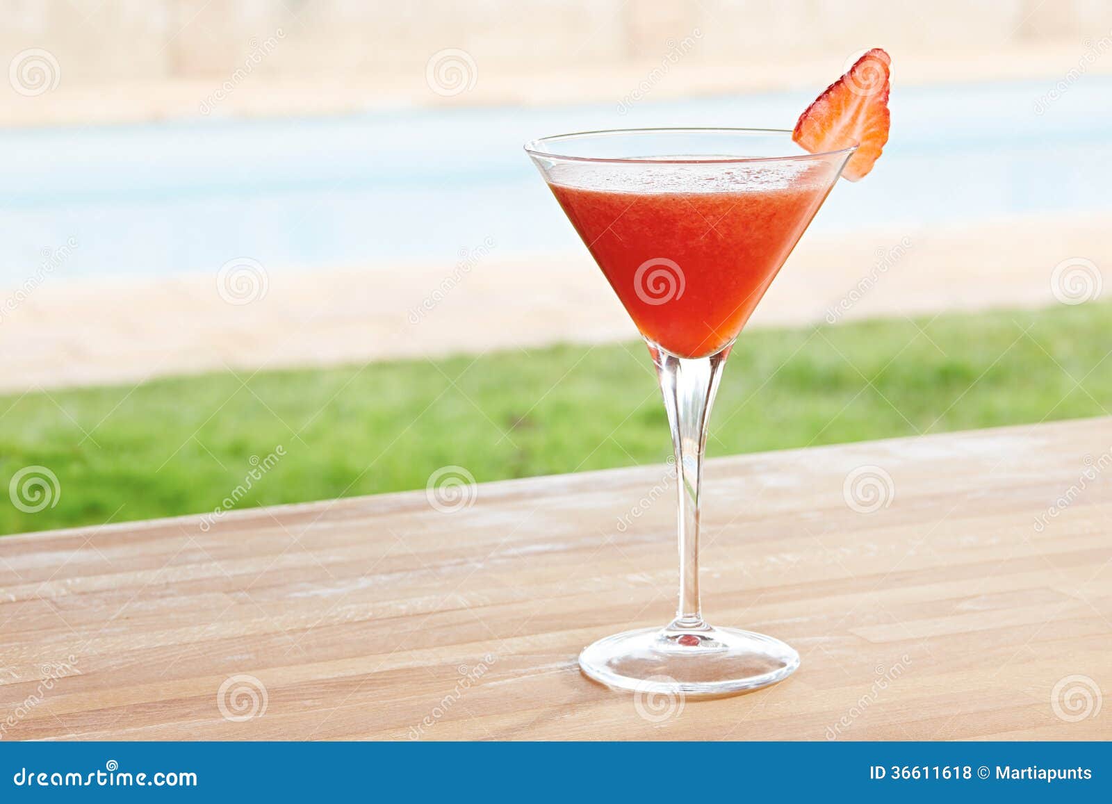 Strawberry Daiquiri Cocktail by a Pool Outdoors Stock Photo - Image of ...