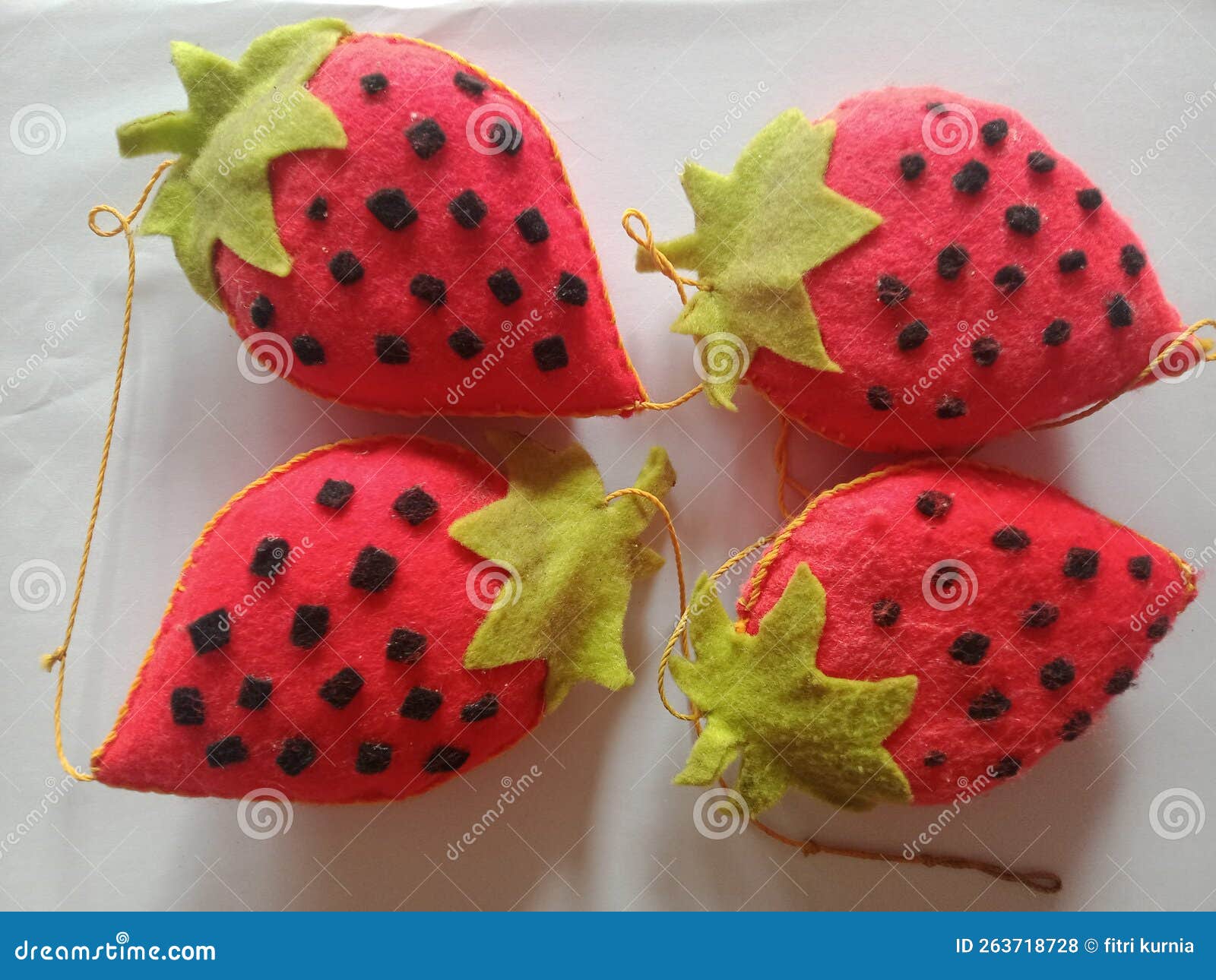 Strawberry Decoration from Flannel Stock Photo - Image of orange ...