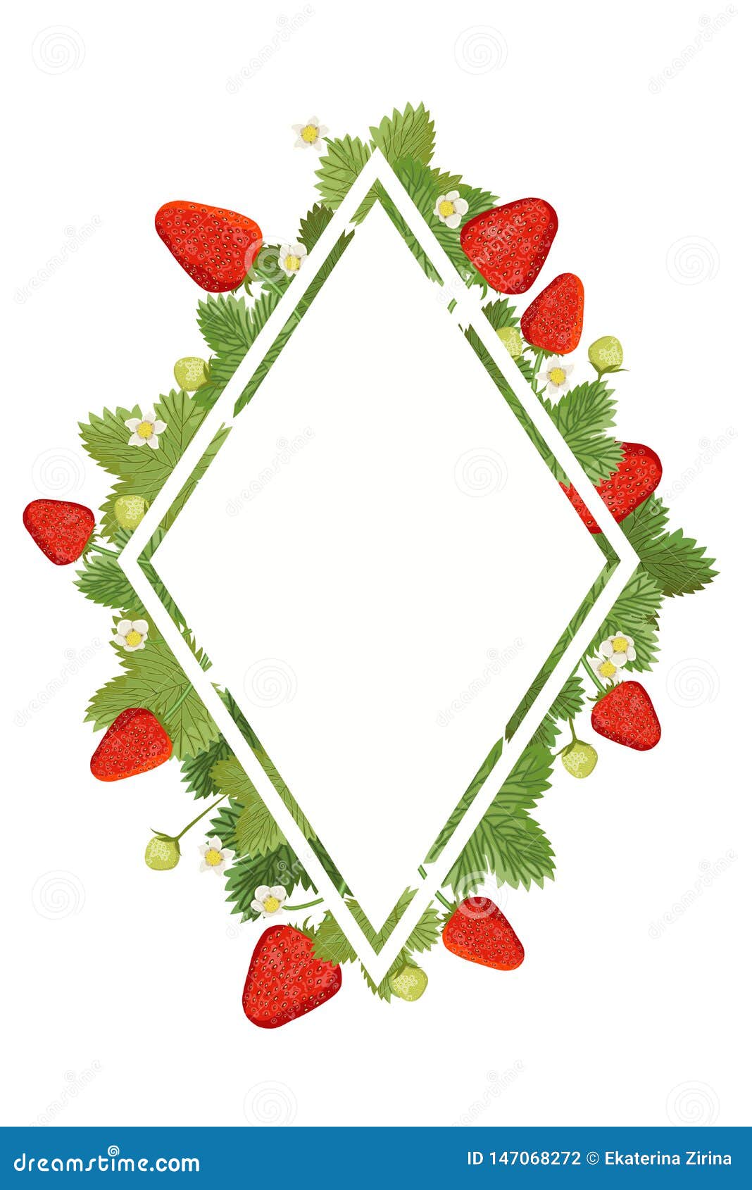 Strawberry Diamond Border. Vector Illustration of Strawberry Text Frame ... Strawberry Diamond Border. Vector Illustration of Strawberry Text Frame ...