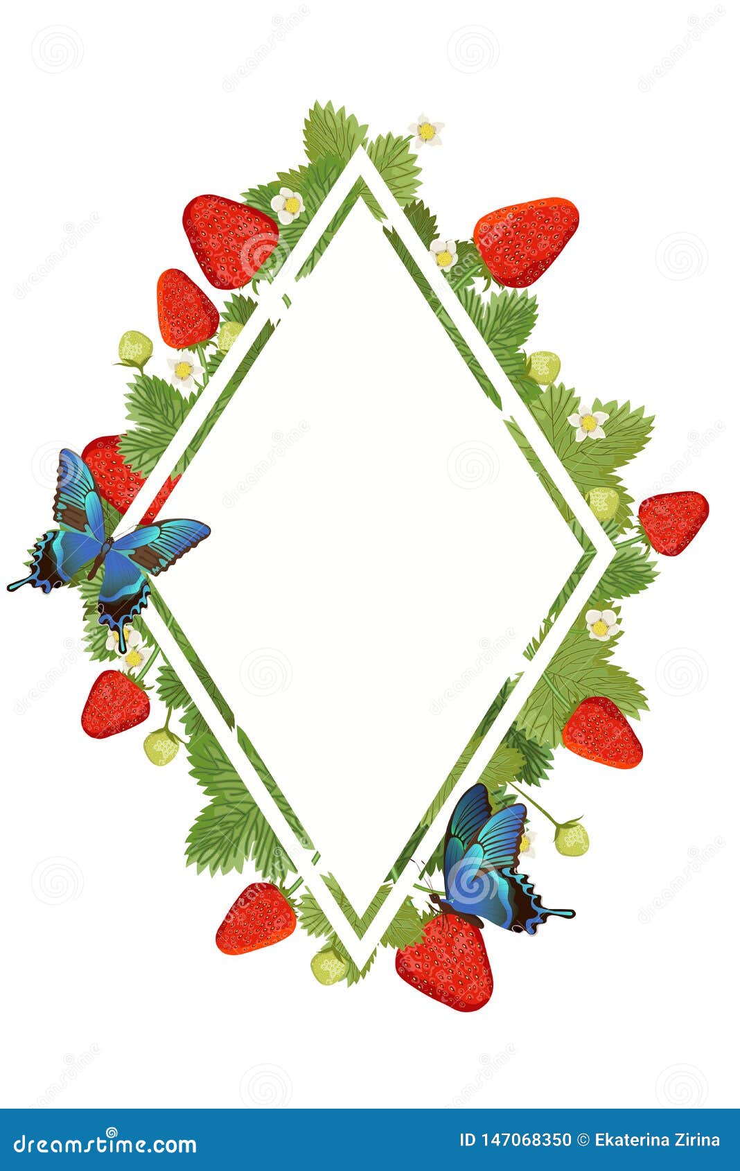 Strawberry Diamond Border. Vector Illustration of Strawberry Text Frame ... Strawberry Diamond Border. Vector Illustration of Strawberry Text Frame ...