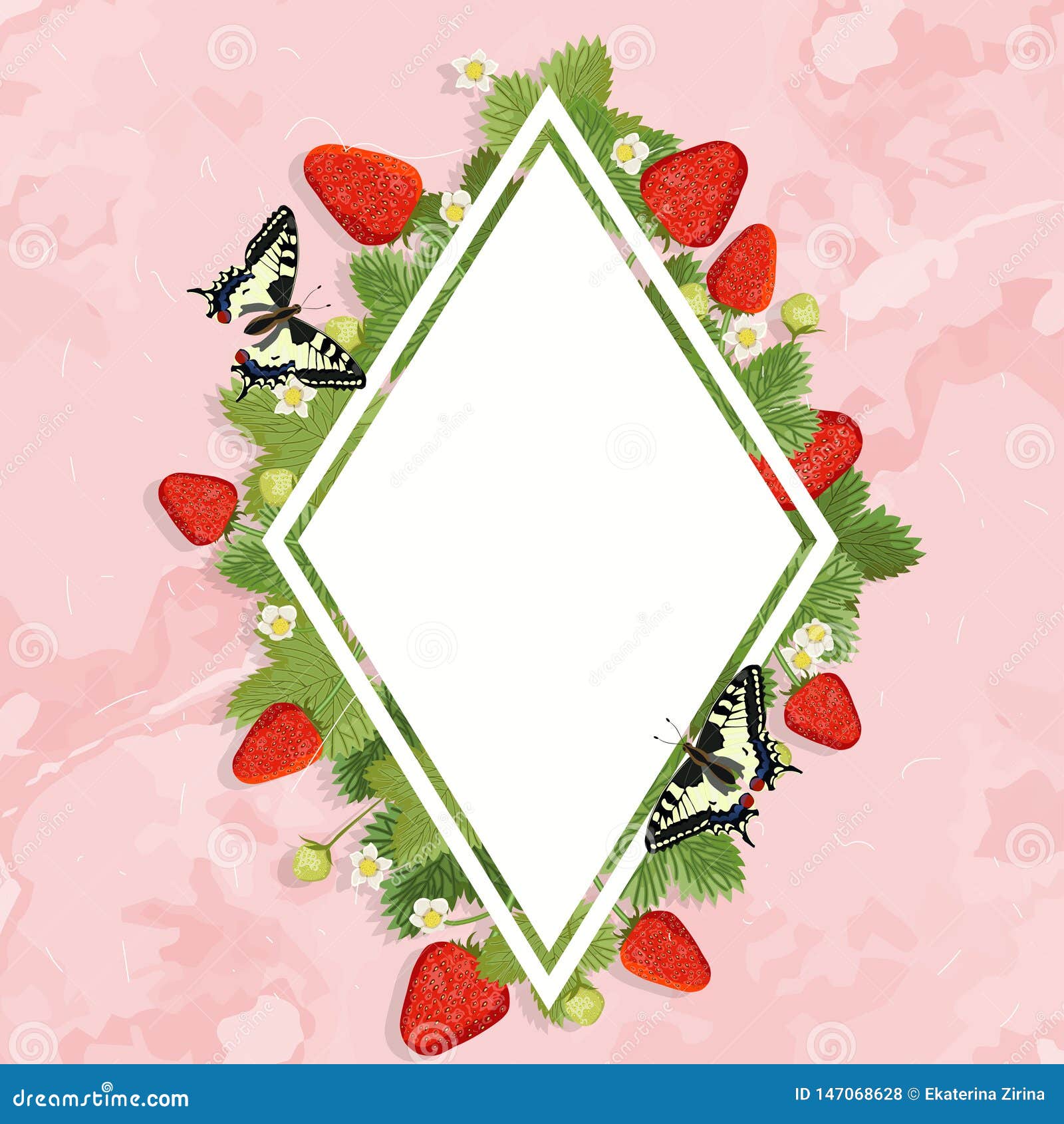 Strawberry Diamond Border. Vector Illustration of Strawberry Text Frame ... Strawberry Diamond Border. Vector Illustration of Strawberry Text Frame ...