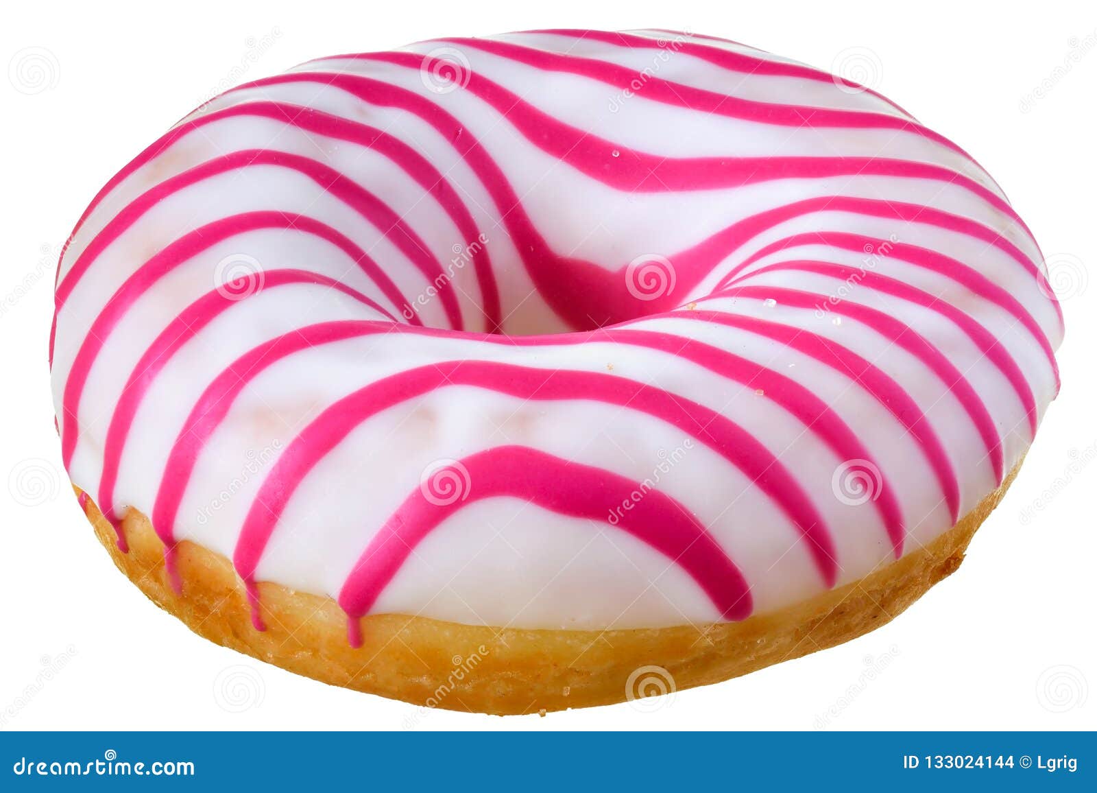 Strawberry Donut Covered with Pink Icing Isolated Stock Photo - Image ...