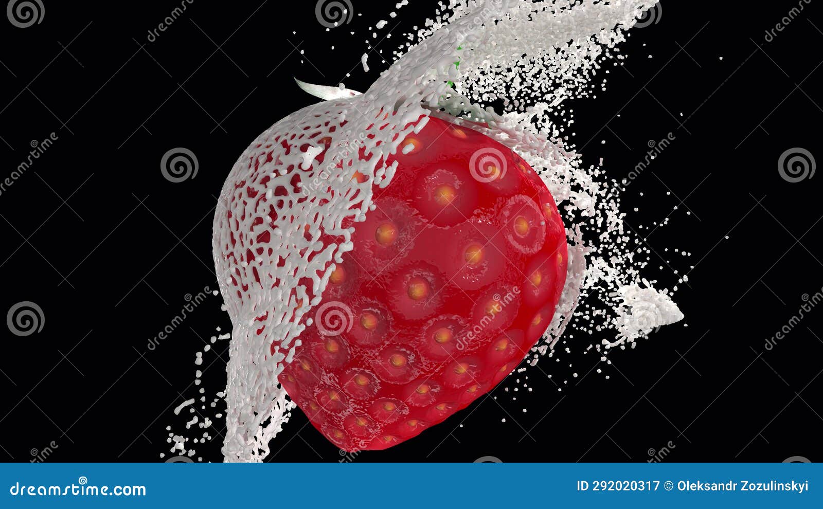Strawberry Drop Milk on Transparent Back Intro 3d Stock Illustration ...