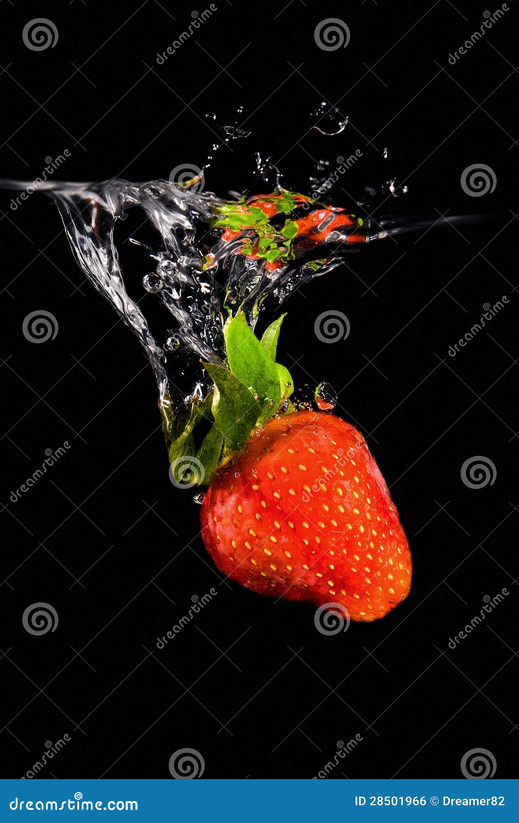 Strawberry drop into water stock photo. Image of healthy - 28501966