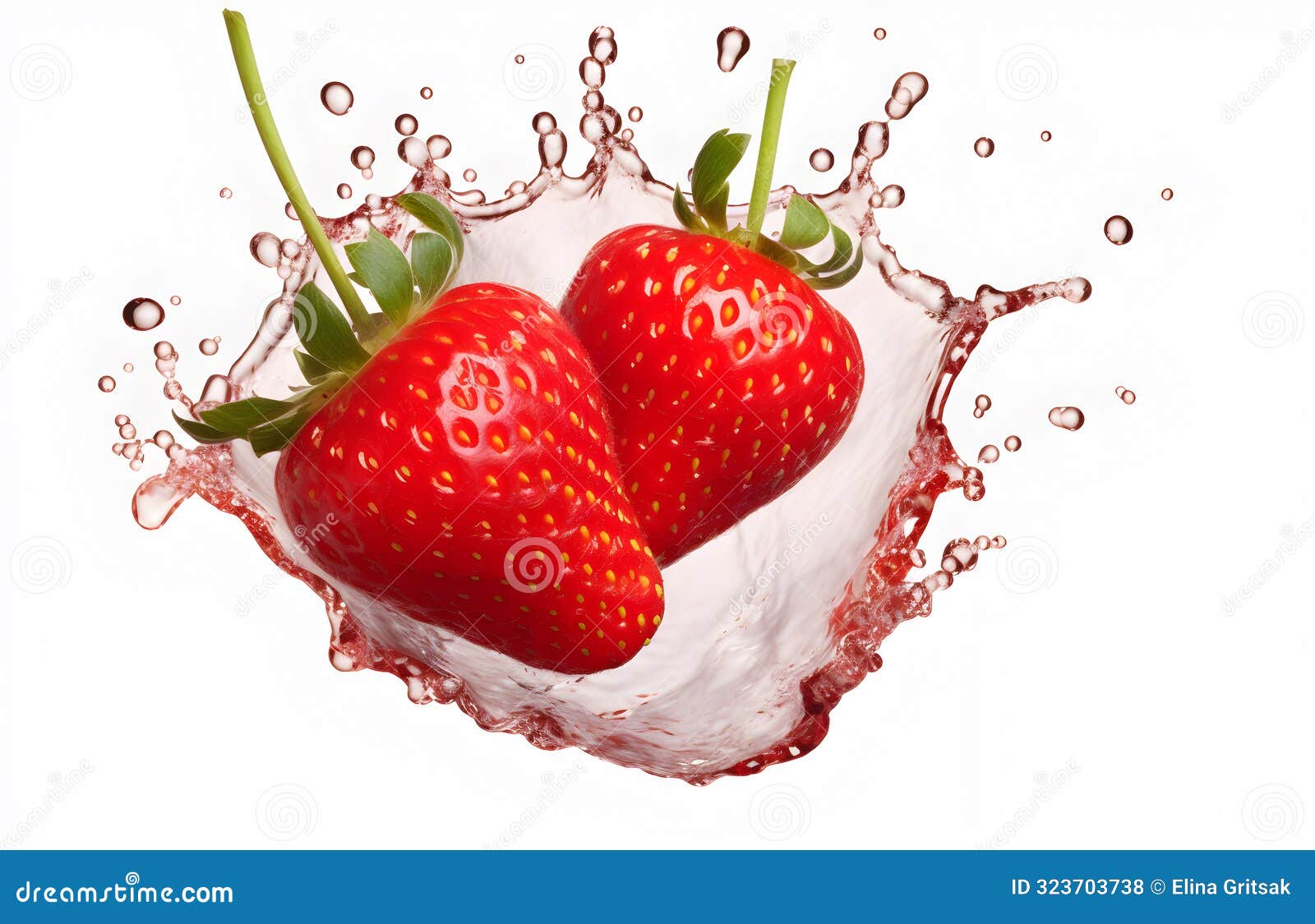 Strawberry Drops Water, Strawberry Falling, Splash Water, Stock ...