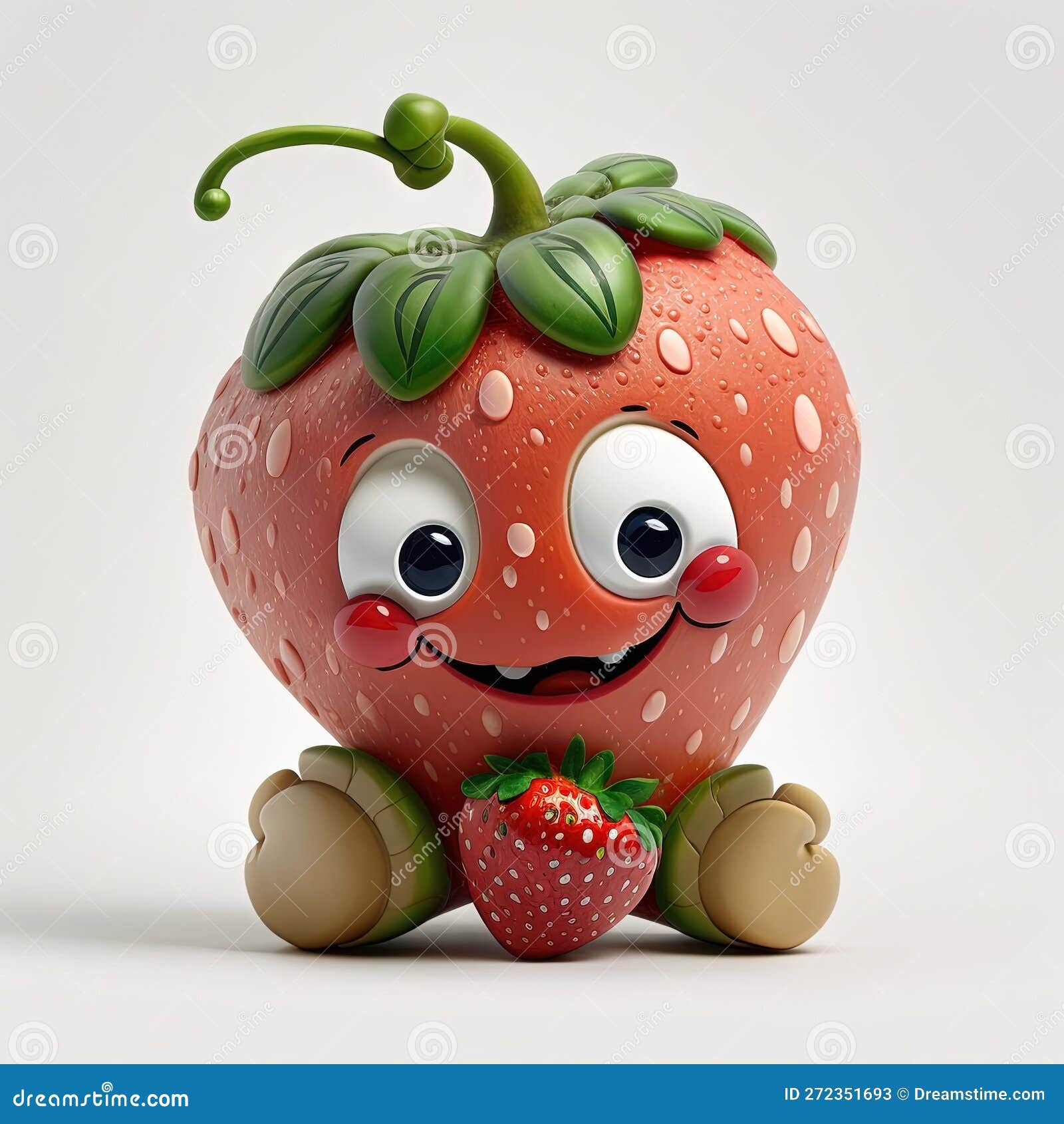 A Strawberry with Eyes and a Smile Sitting on the Ground Stock ...