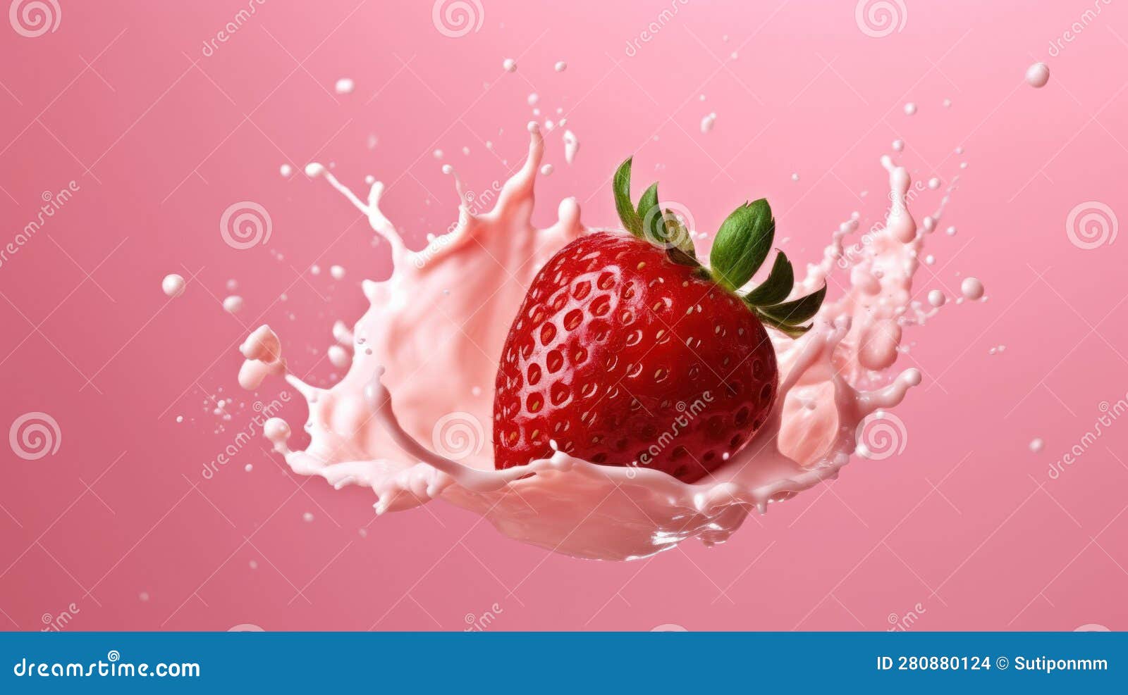 Strawberry Falling Milk Mix Strawberry Fragmentation Stock Image ...