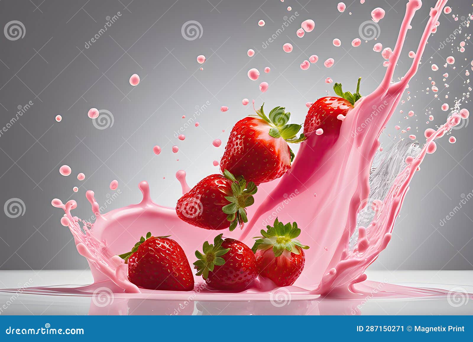 A Strawberry is Falling into a Strawberry Milk Liquid, Strawberry Milk ...