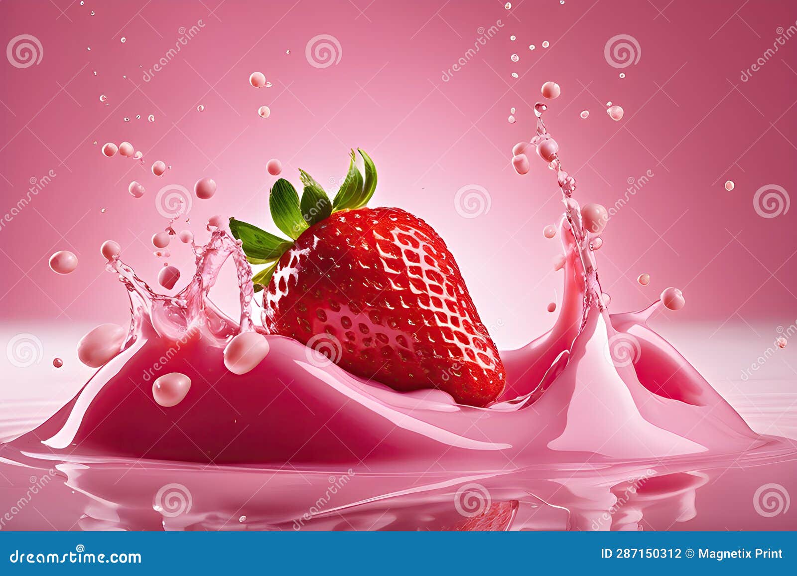 A Strawberry is Falling into a Strawberry Milk Liquid, Strawberry Milk ...