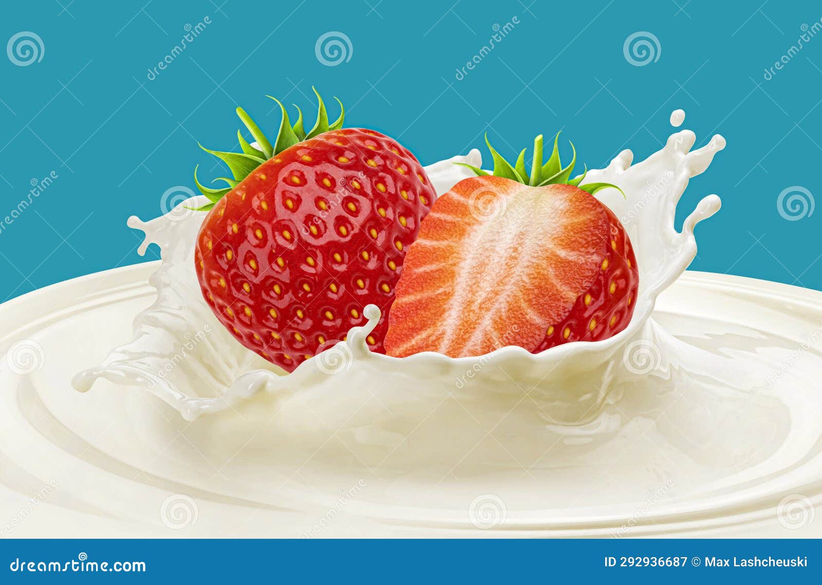 Strawberry Falling into Milk Splash Stock Image - Image of element ...