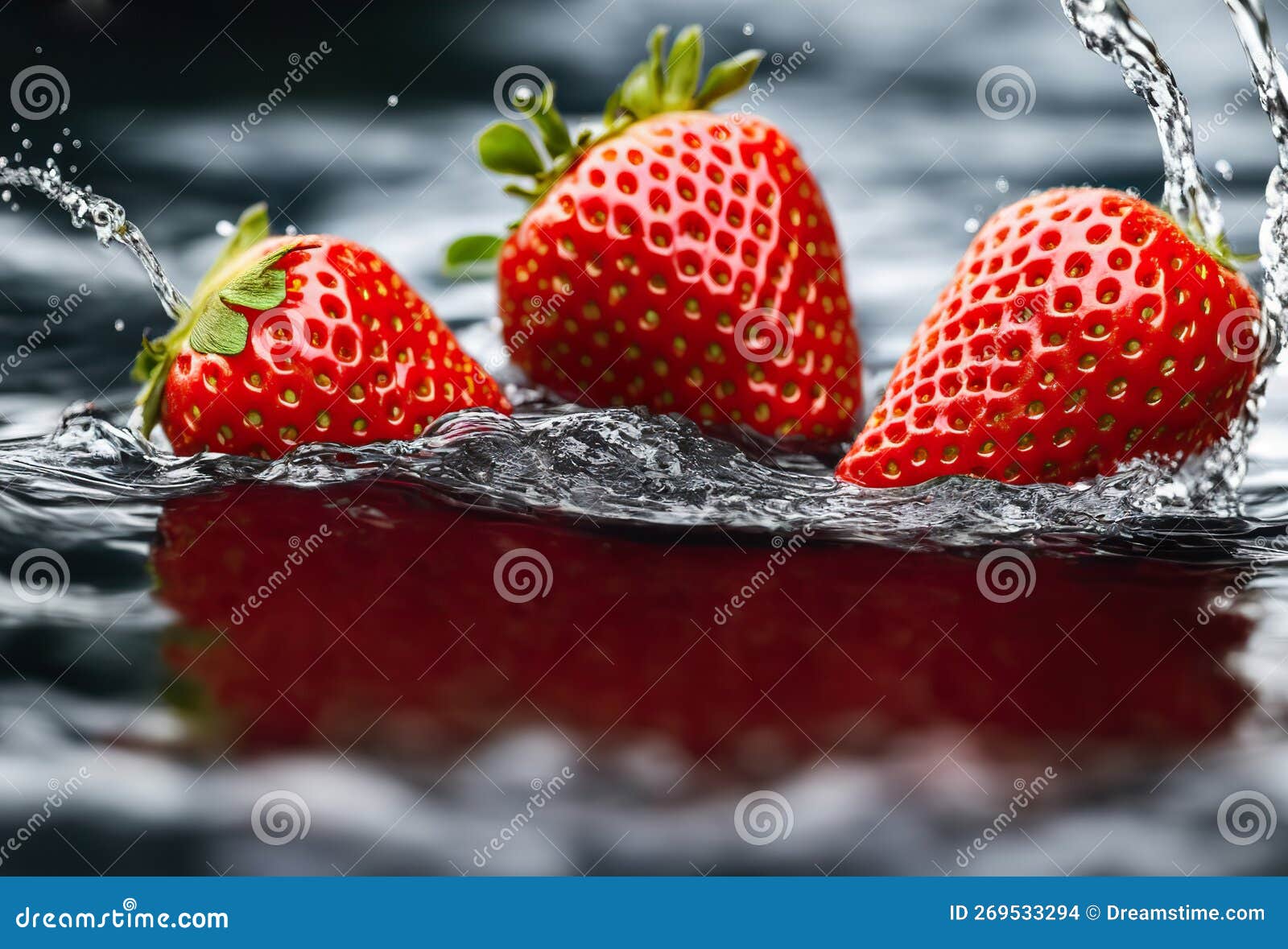 Strawberry Falling into Water Splash Stock Photo - Image of bright ...