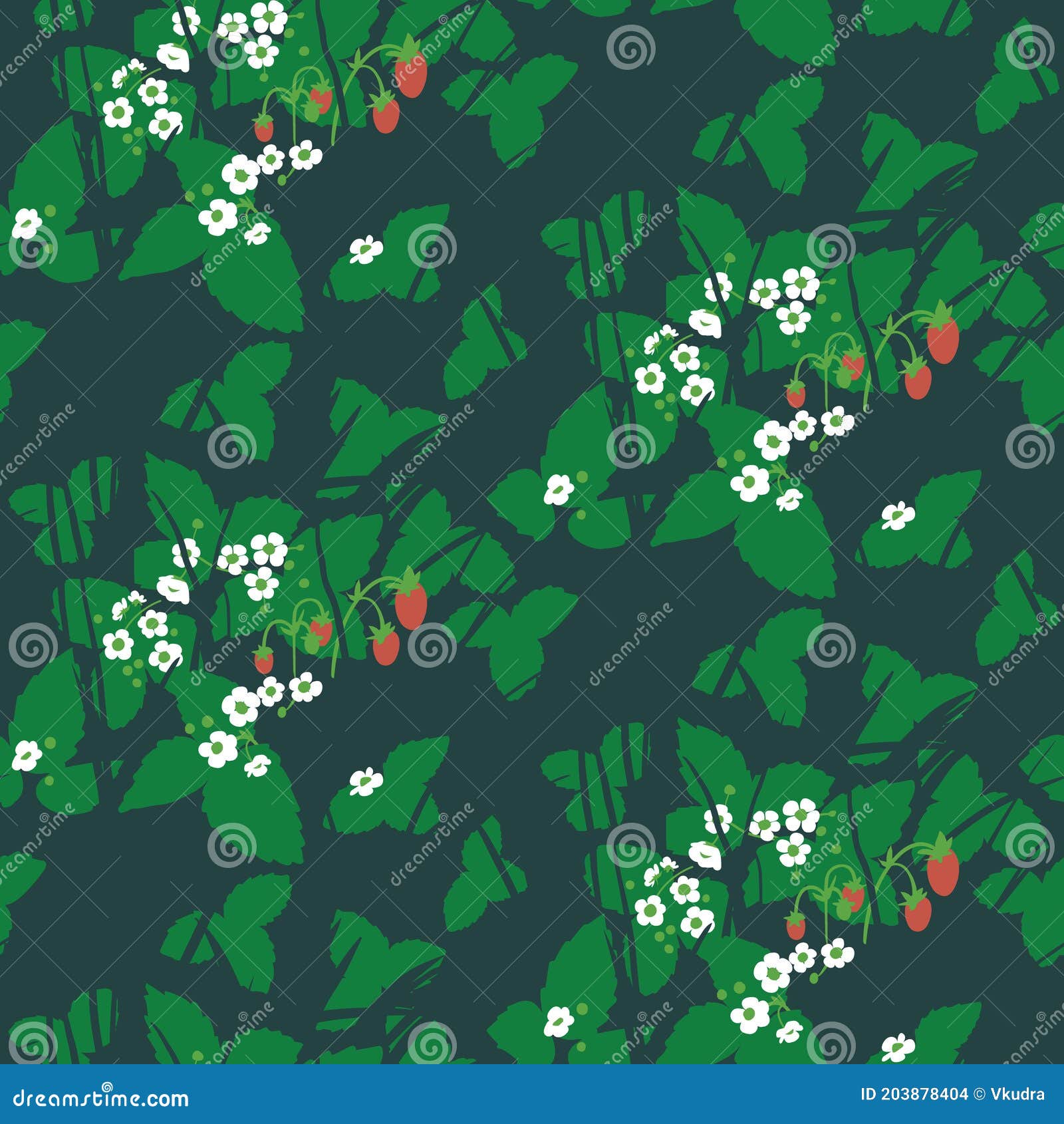 Strawberry Field in the Forest Seamless Pattern Stock Vector ...