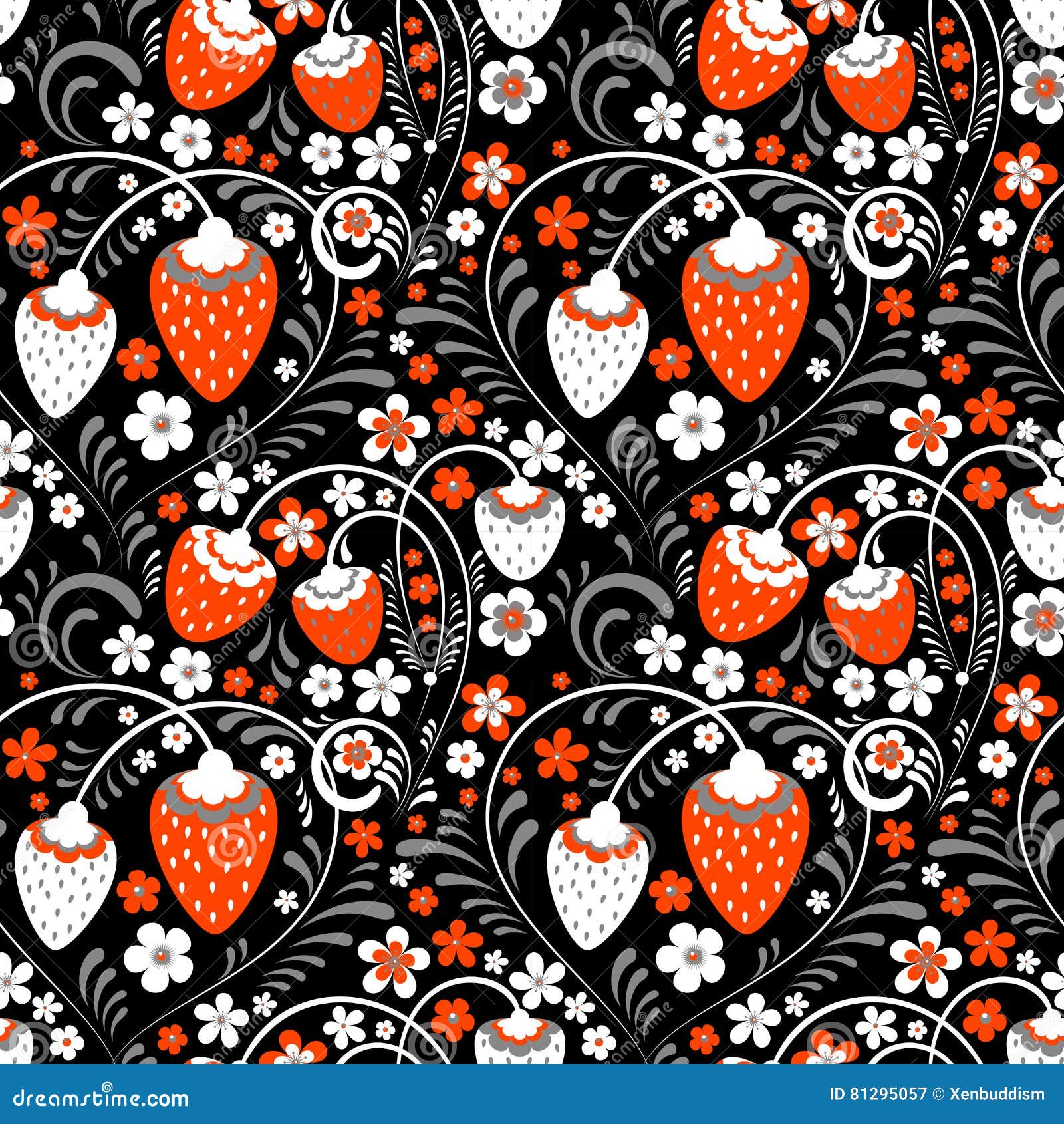 Strawberry Fields in Russian Folk Style Stock Illustration ...