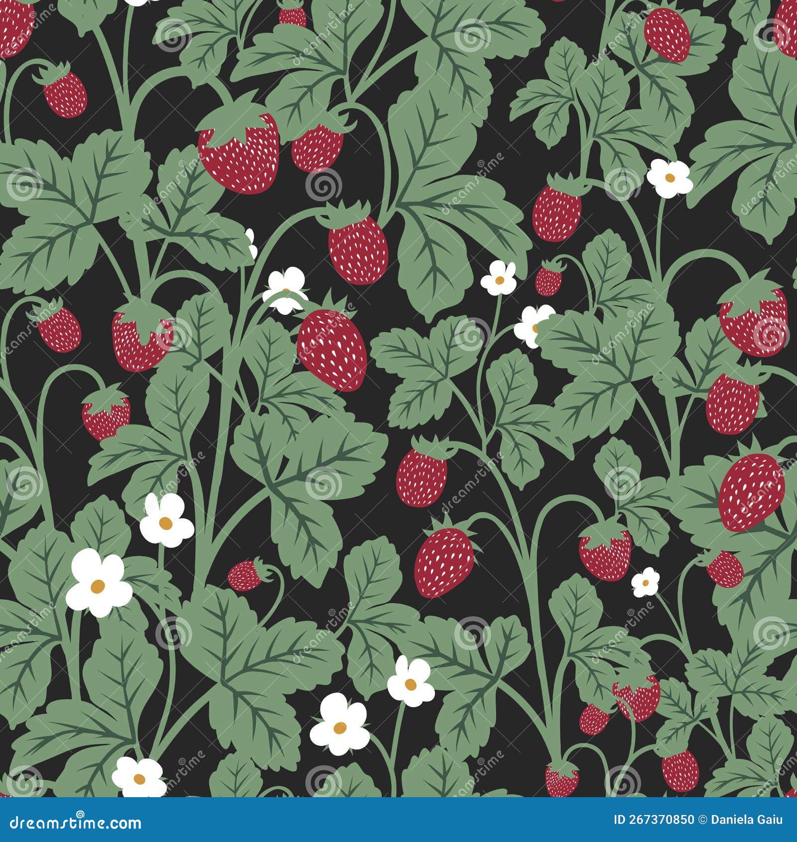 Strawberry Fields Seamless Pattern Stock Vector - Illustration of ...