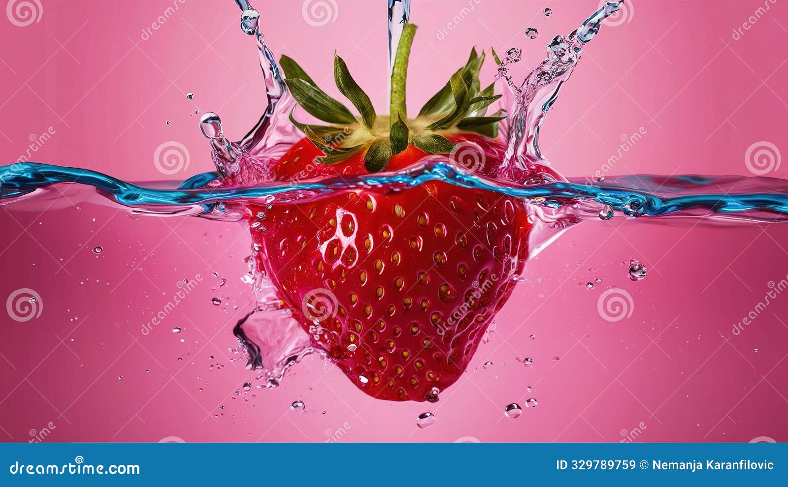 A Strawberry is Floating in a Pool of Water Stock Illustration ...