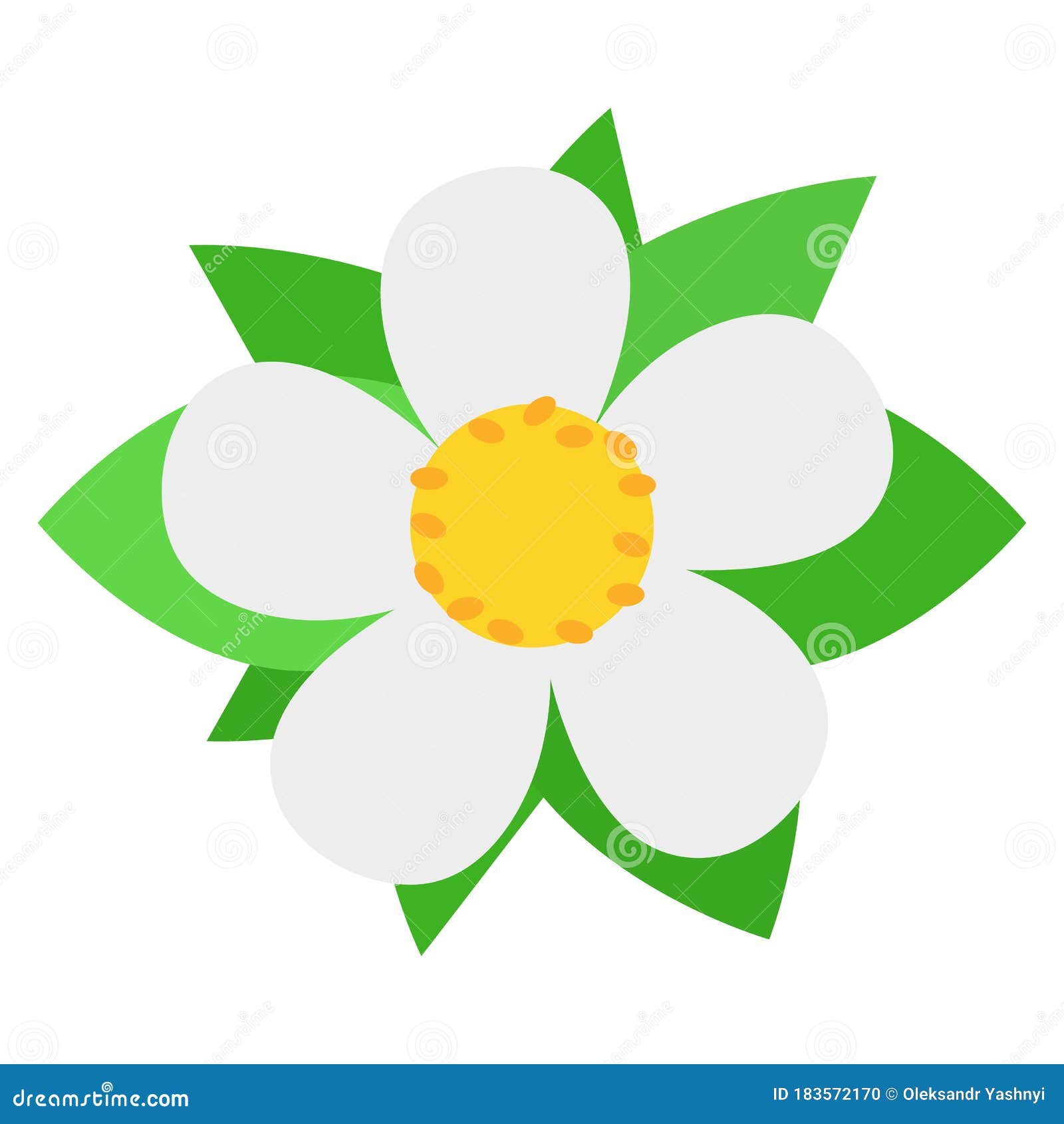 Strawberry Flower Solated on White Background. Flat Style Stock Vector ...