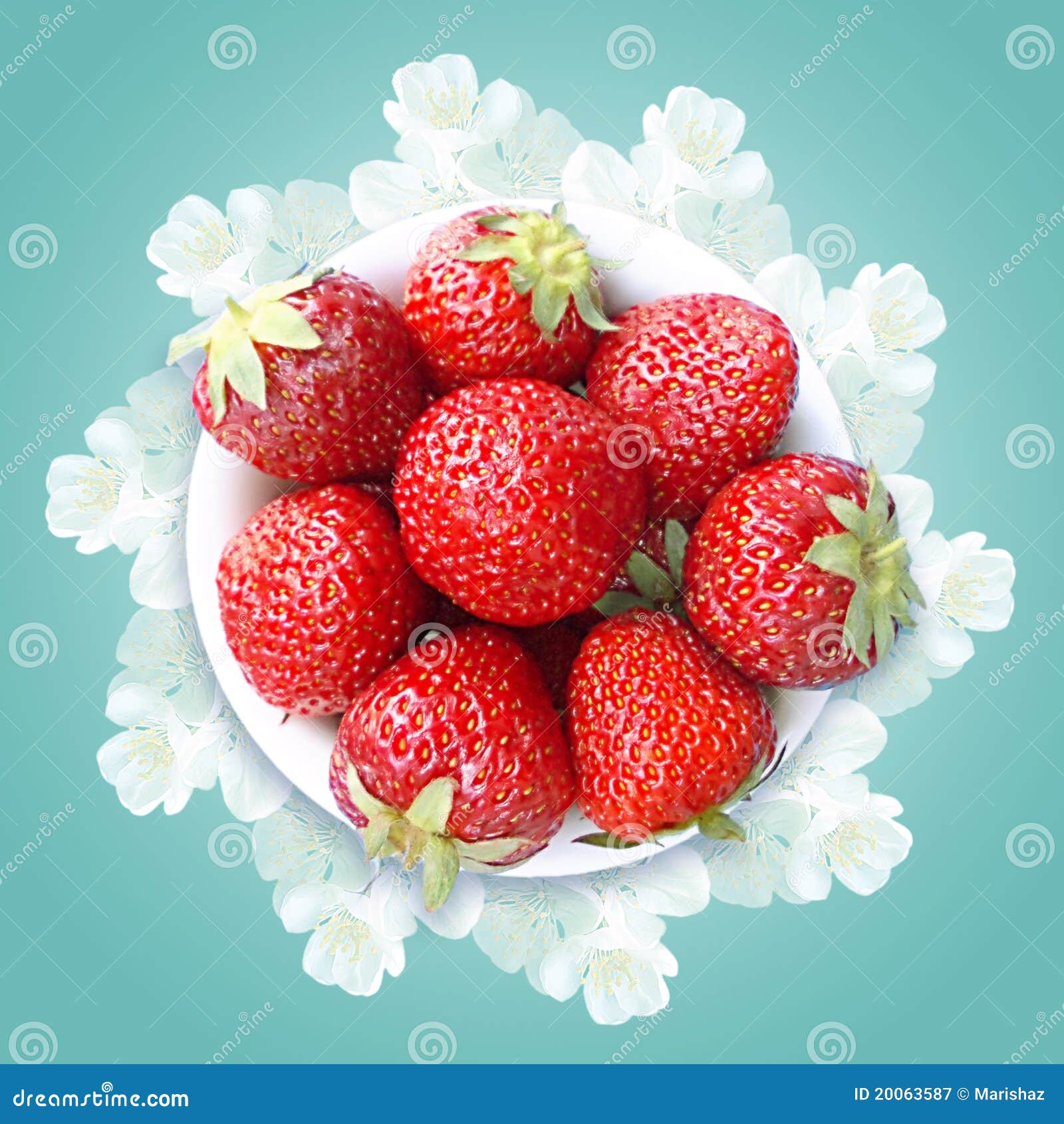 Strawberry and flowers stock image. Image of season, eating - 20063587