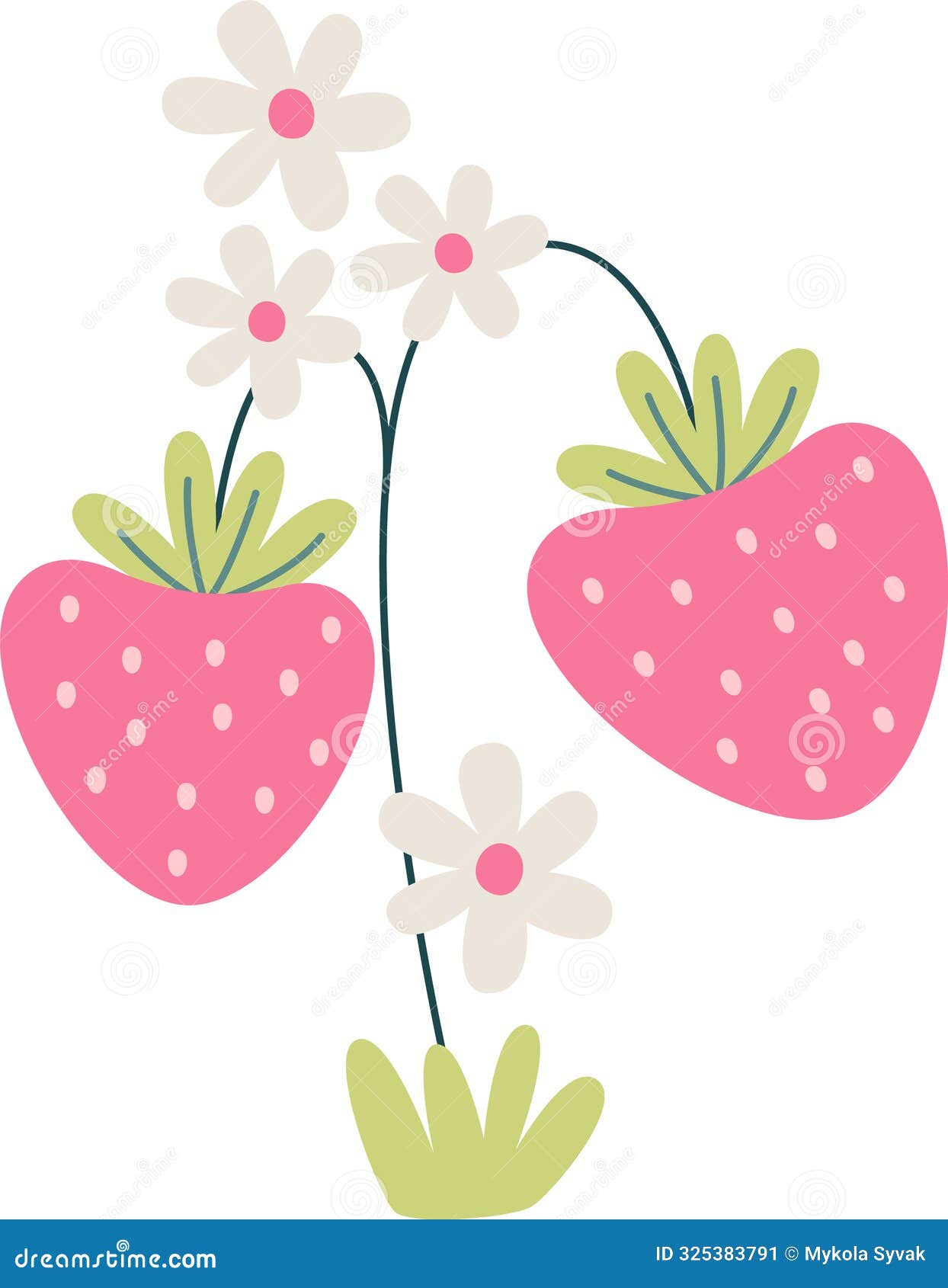 Strawberry and Flowers stock vector. Illustration of fruit - 325383791