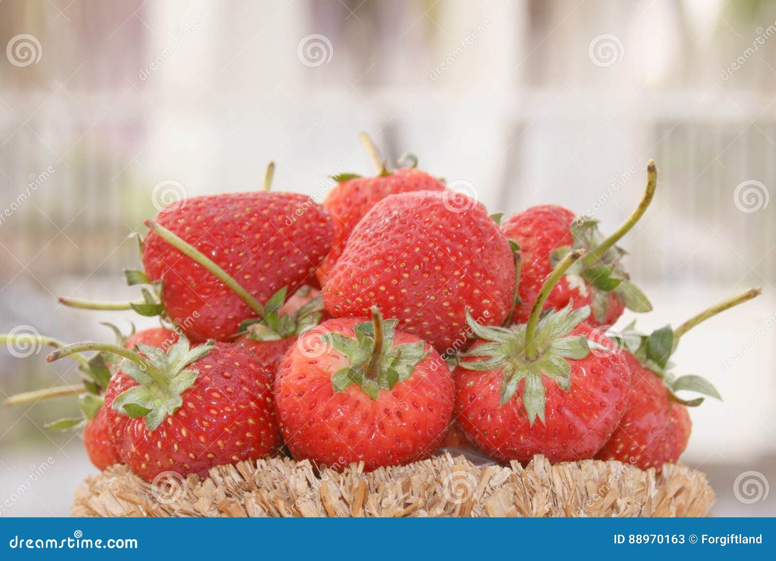 Strawberry ,focus on Group of Strawberries in Basket on Natural Stock ...