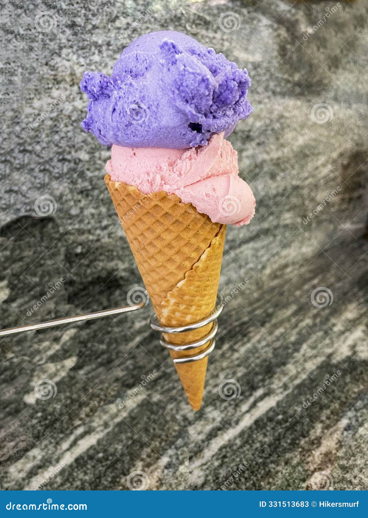 Strawberry Forest Fruit Ice Cream in a Crispy Waffle Stock Image ...