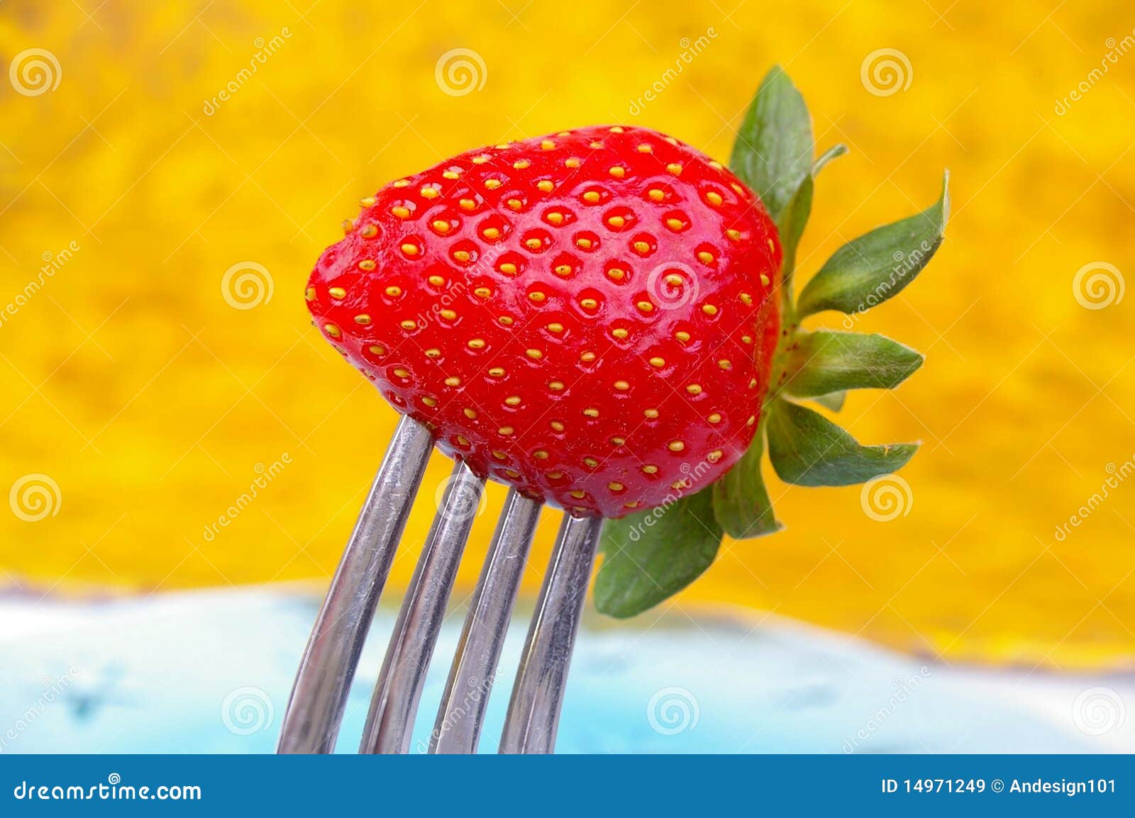 Strawberry on fork stock image. Image of fruity, fresh - 14971249