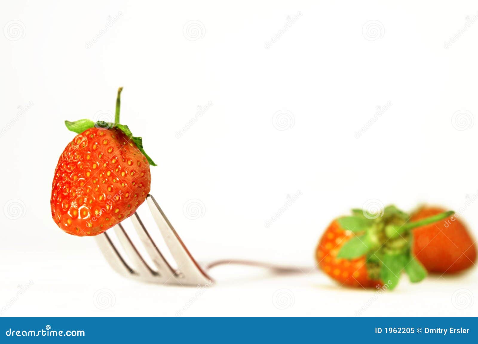 Strawberry & fork stock image. Image of fruit, chew - 1962205
