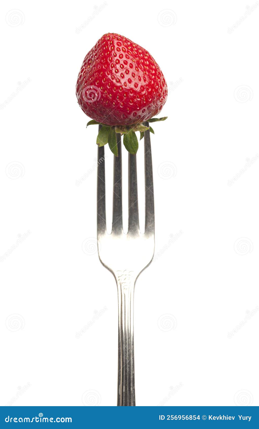 Strawberry on a Fork Isolated on White Stock Photo - Image of crop ...