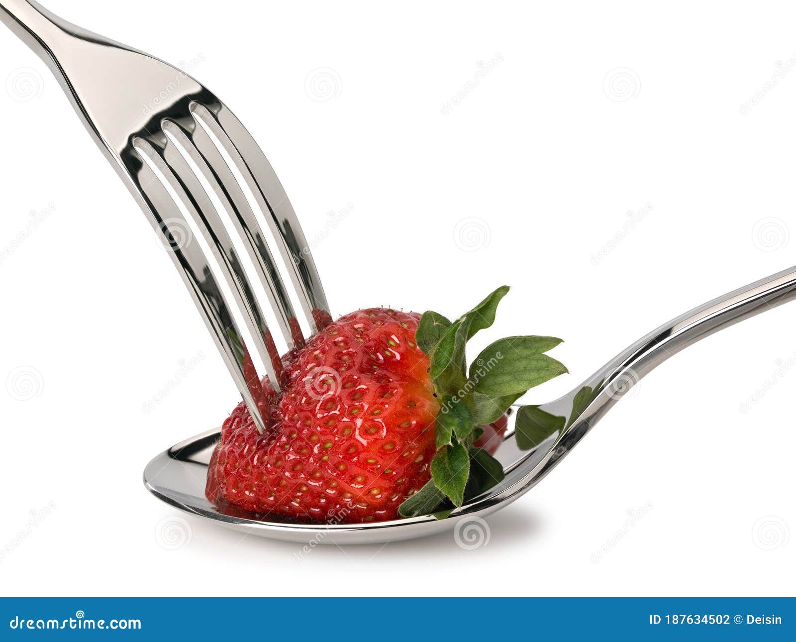 Strawberry, Fork and Spoon from Steel Stock Photo - Image of fresh ...