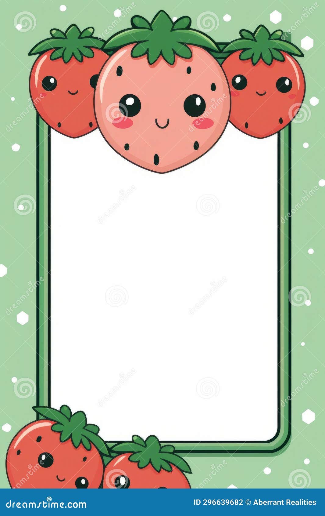 Strawberry Frame with Kawaii Faces on it Stock Illustration ...