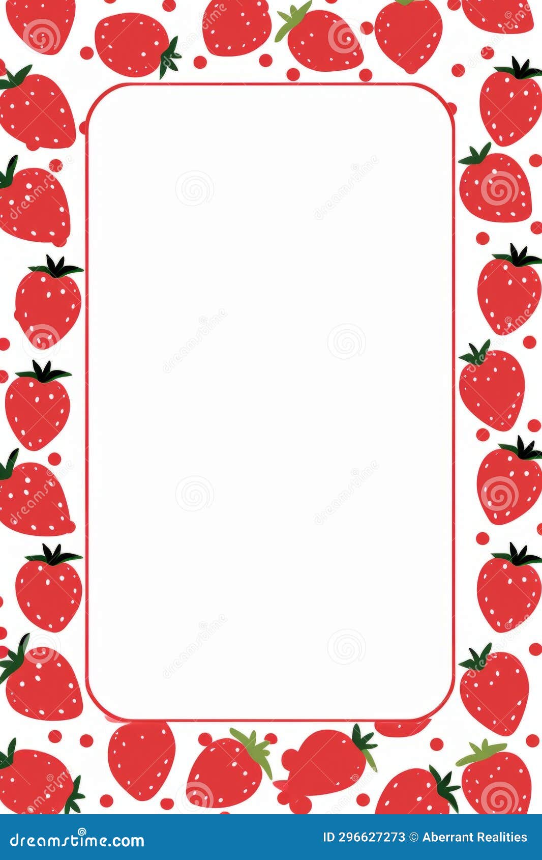 A Strawberry Frame with a White Border and Red Strawberries Stock ...