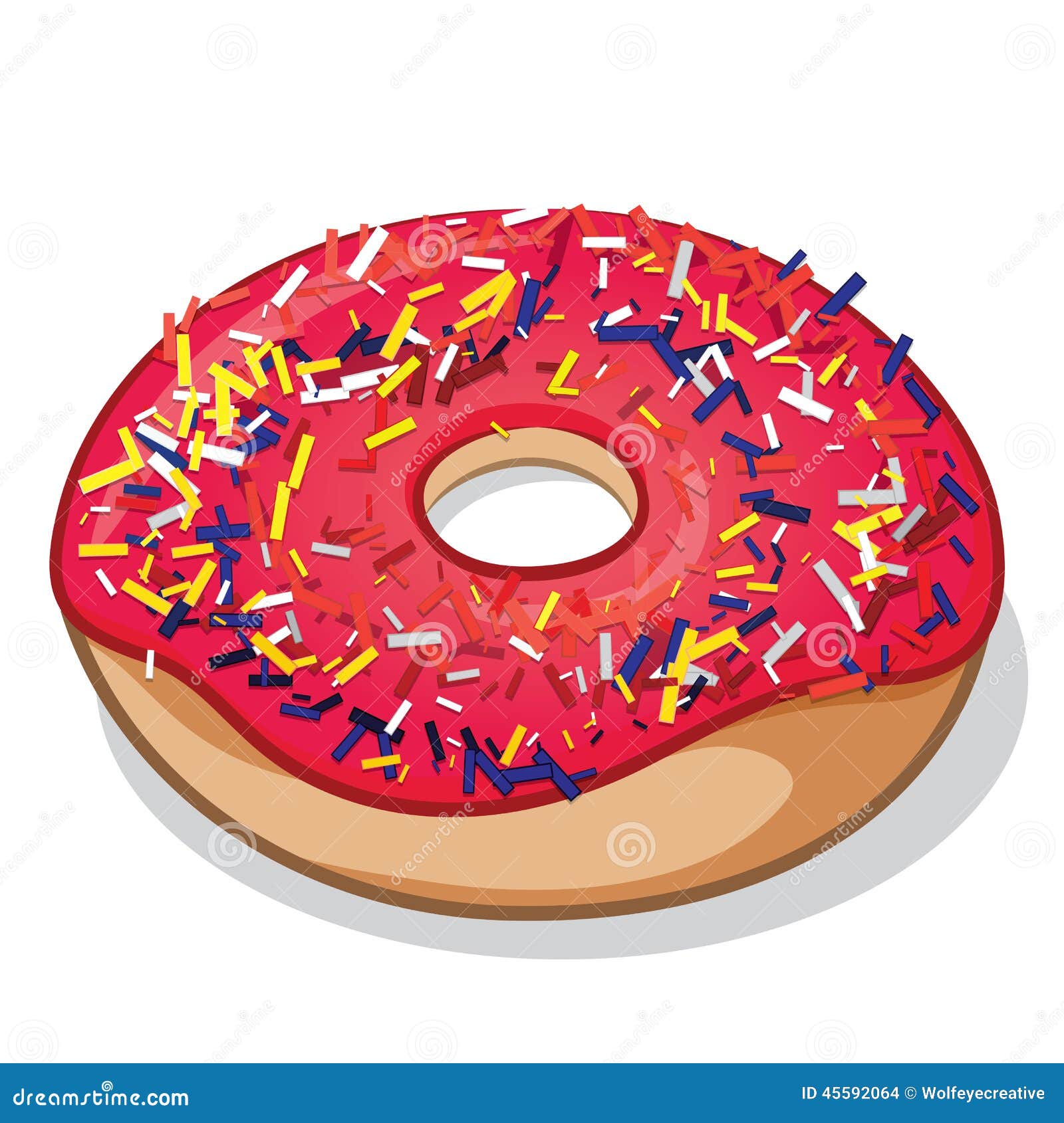 Strawberry Frosted Chocolate Drizzle Sweet Donut Cartoon Vector ...