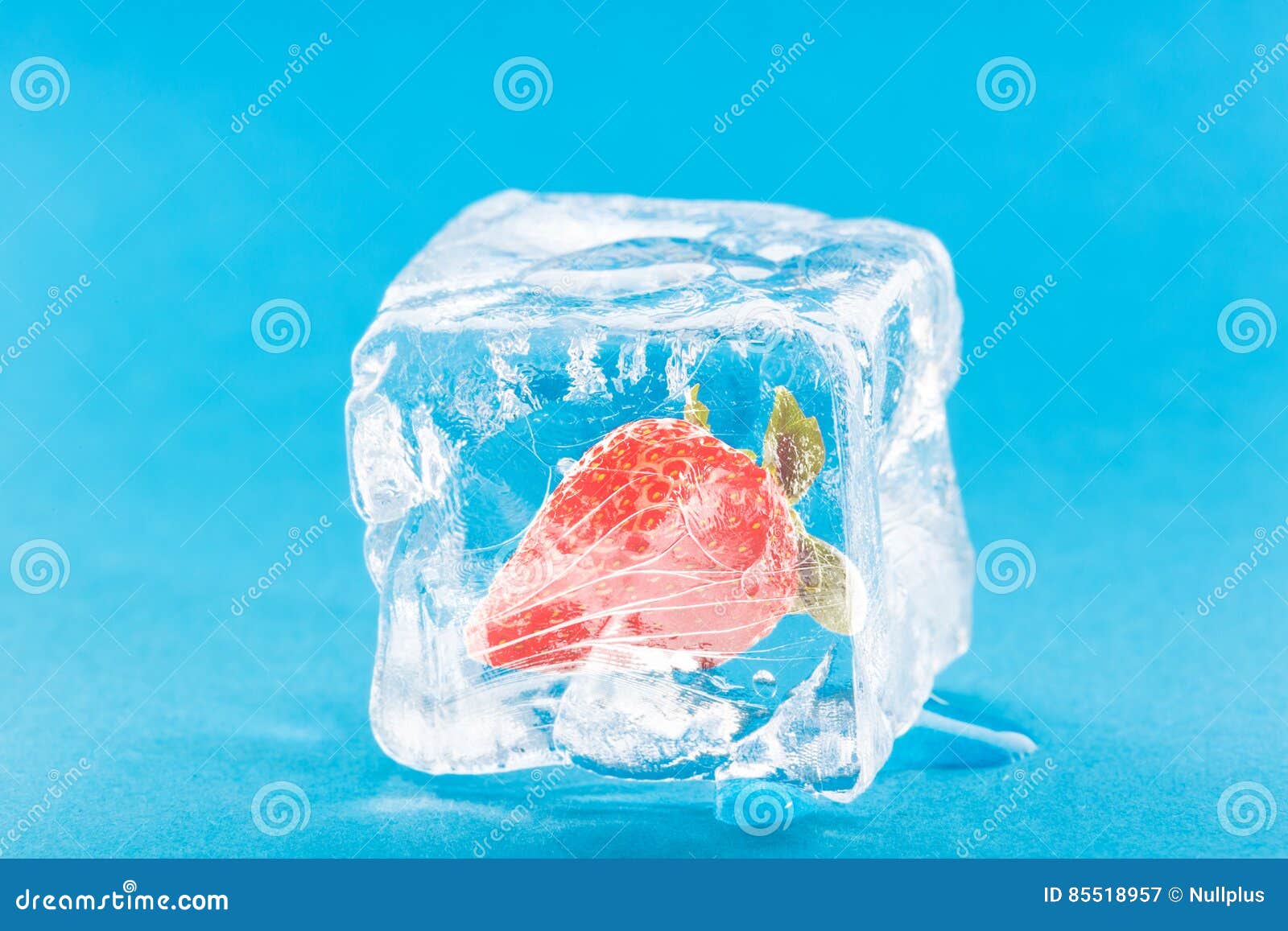 Strawberry Frozen Inside Ice Cube Stock Image - Image of frozen, detail ...