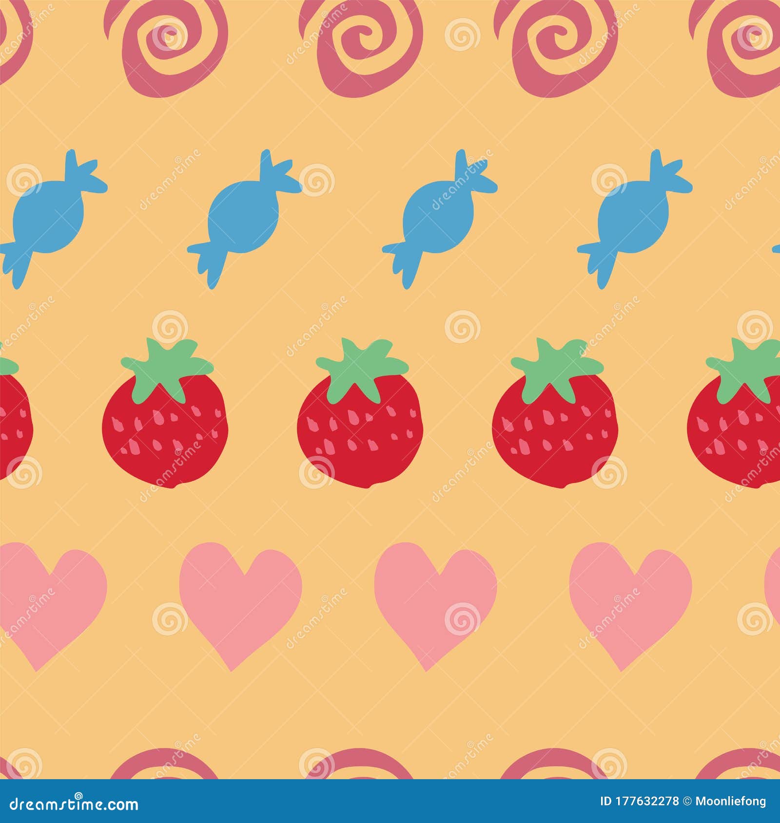 Strawberry Fruit Candy Seamless Repeat Pattern Design Stock Vector ...