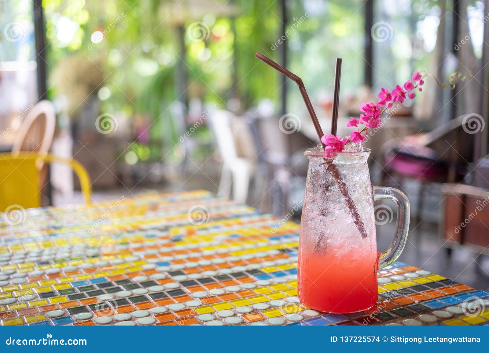 Strawberry Fruit Punch Cocktail Drinks on the Table in Restaurant Stock ...