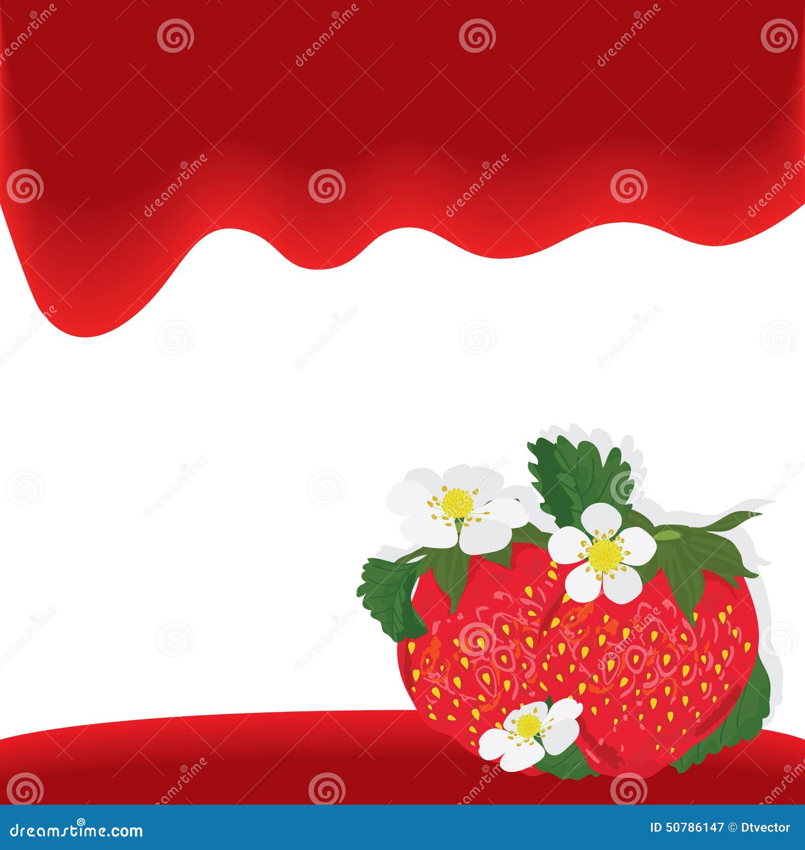 Strawberry Fruit Red Wave Card Stock Vector - Illustration of borders ...